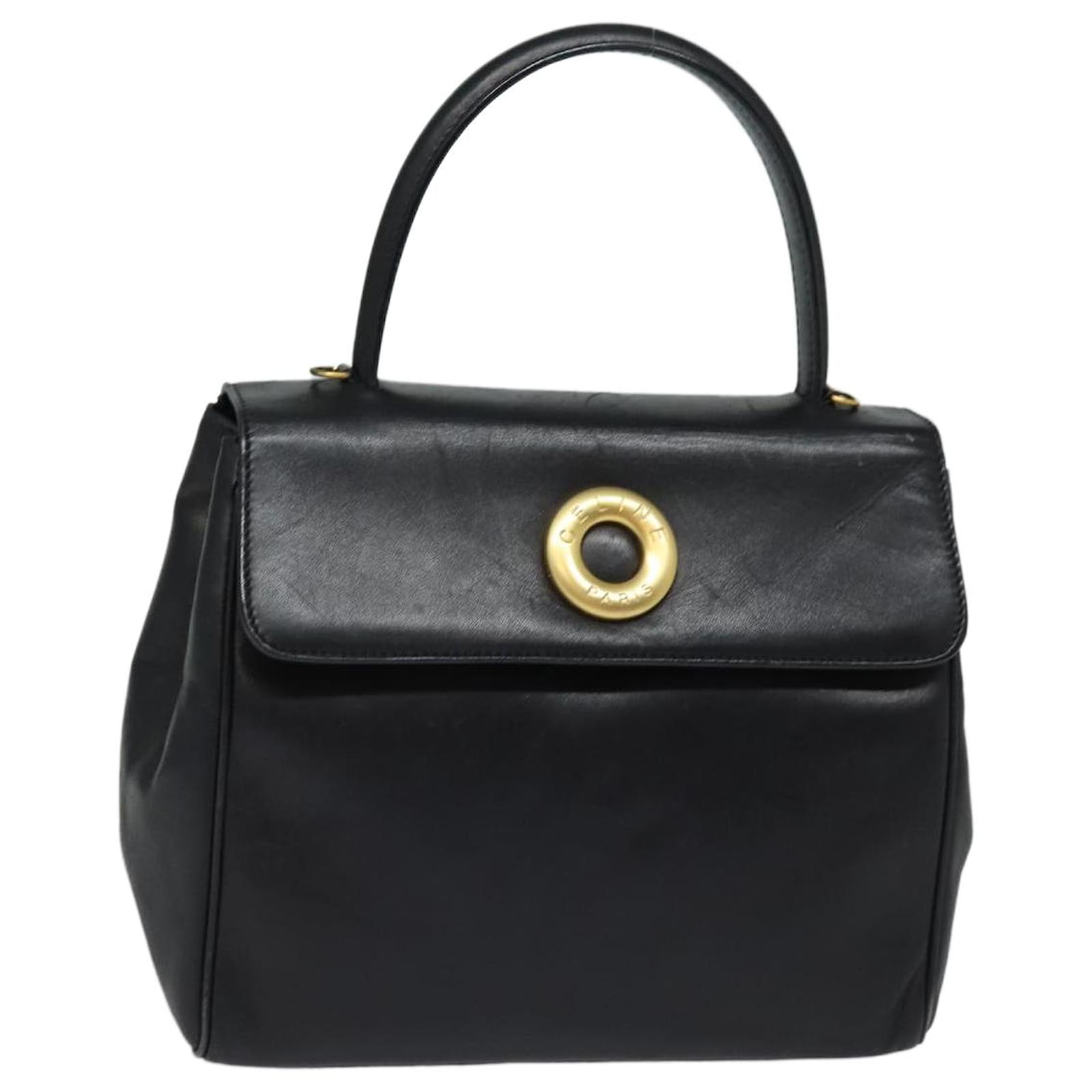 Céline CELINE Hand Bag Leather Black Gold Auth 85222 Golden ref.1586368 ...
