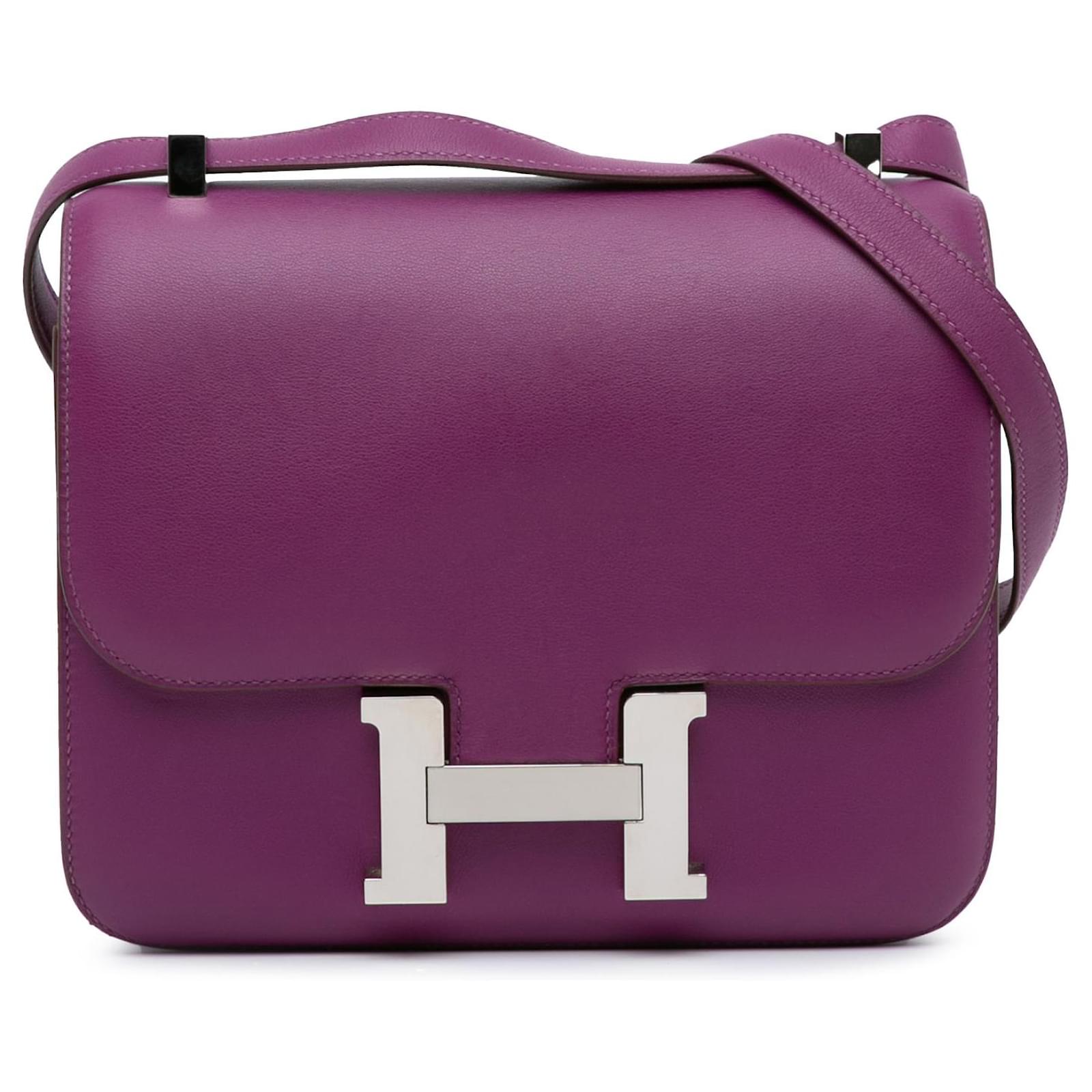 Hermès Purple Swift Constance 24 Dark purple Leather Pony-style ...