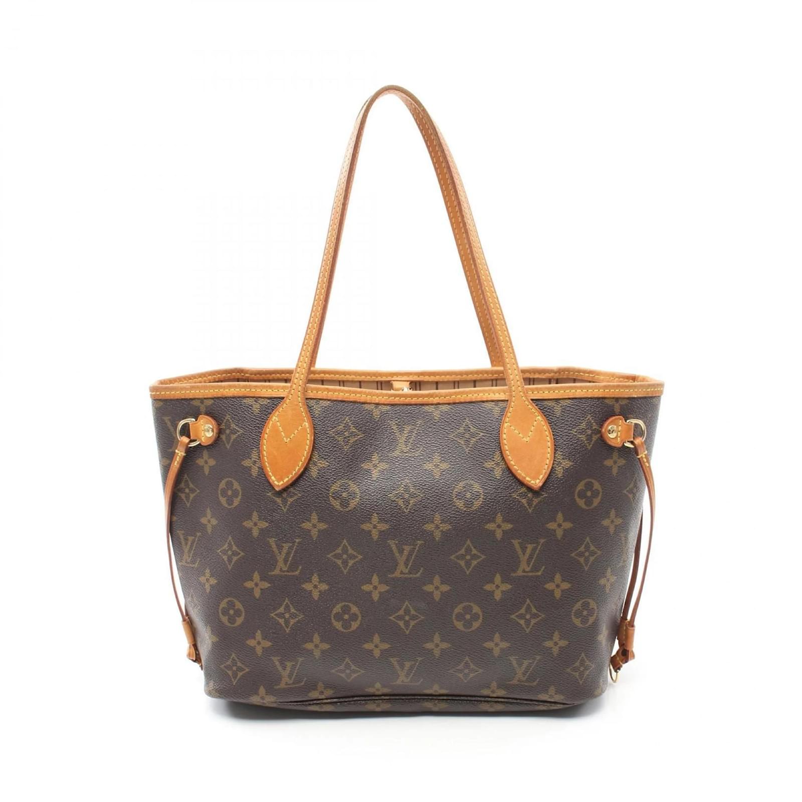 Louis Vuitton Neverfull PM Monogram Tote Bag Brown Leather Plastic ref ...