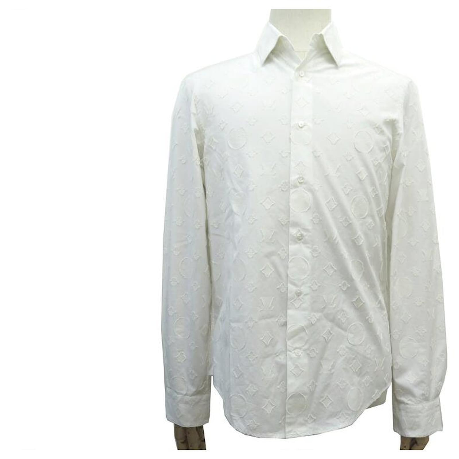 NEW LOUIS VUITTON SHIRT MONOGRAM LV PATTERN H8S60WBM4 SIZE 37 IN WHITE ...