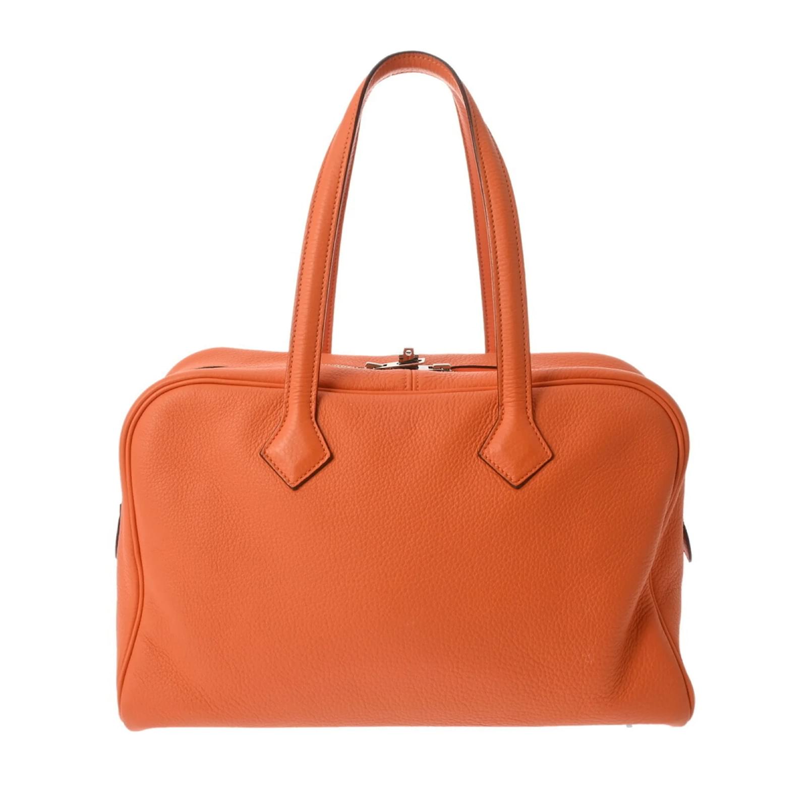 Hermès Hermes Victoria 35 Handbag in Orange Leather ref.1592426 - Joli ...