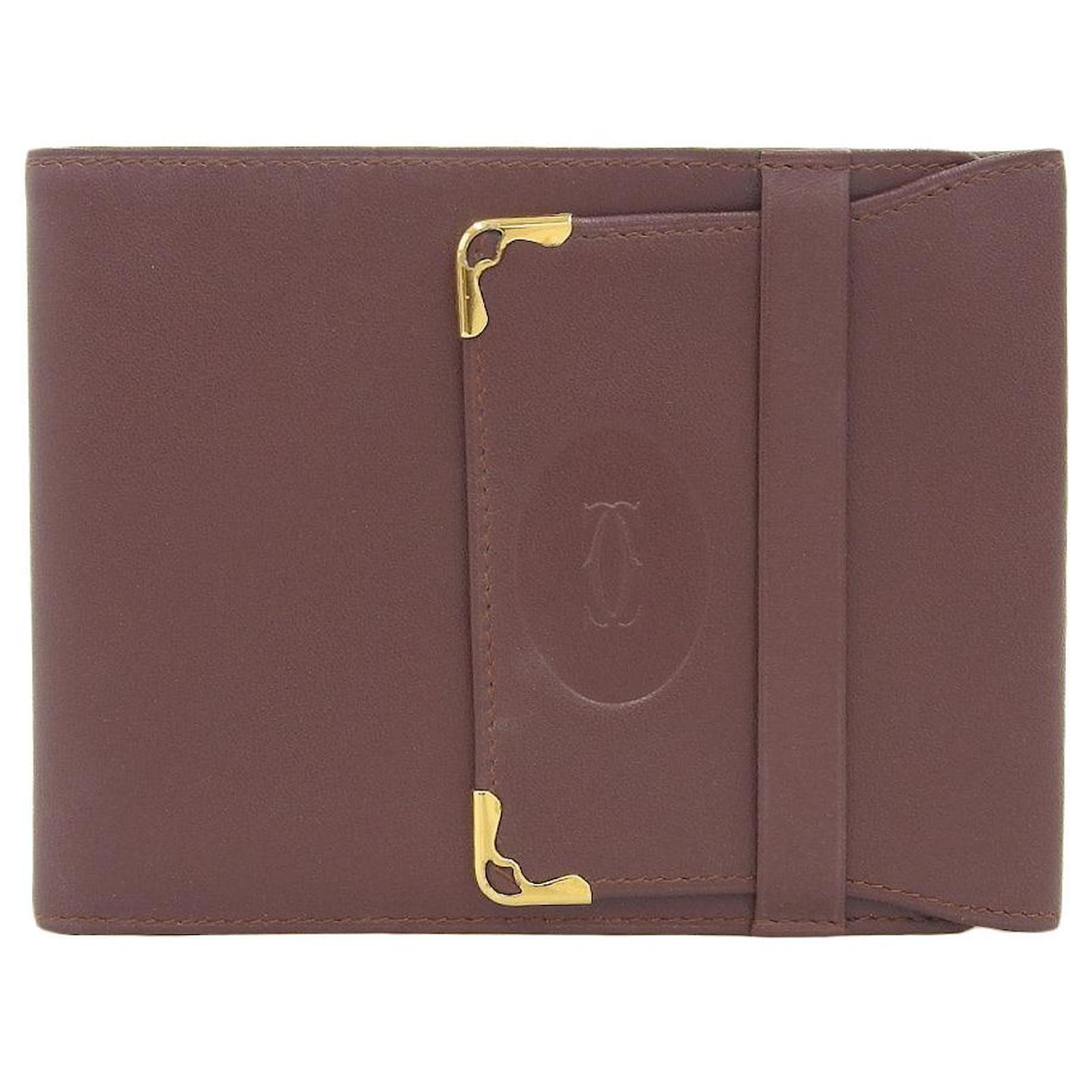 Cartier Leather Tri-Fold Wallet Vintage Brown ref.1593527 - Joli Closet