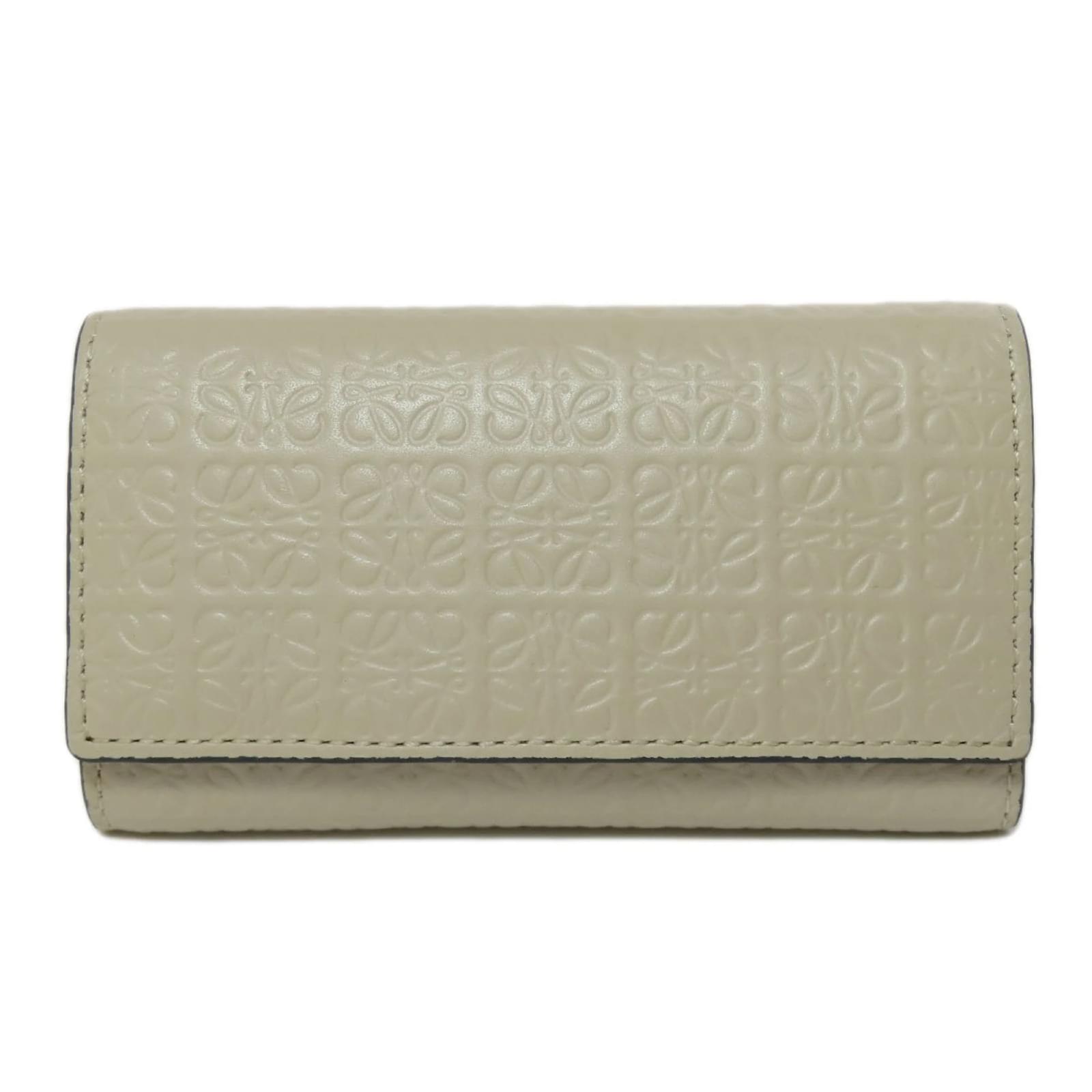 Loewe Repeat Anagram Pattern Key Case Beige Leather ref.1593633 - Joli ...