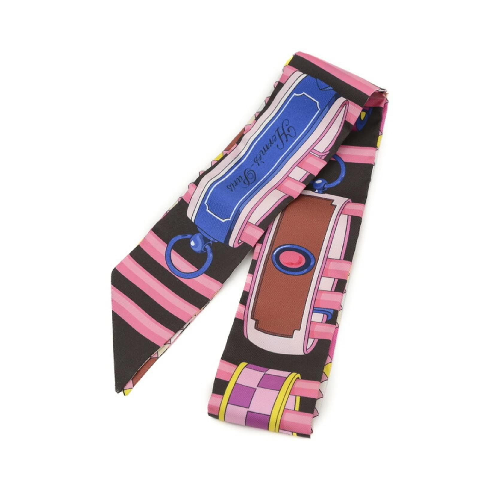 Hermès Hermes Twilly Spring Scarf Black Blue Silk ref.1594031 - Joli Closet