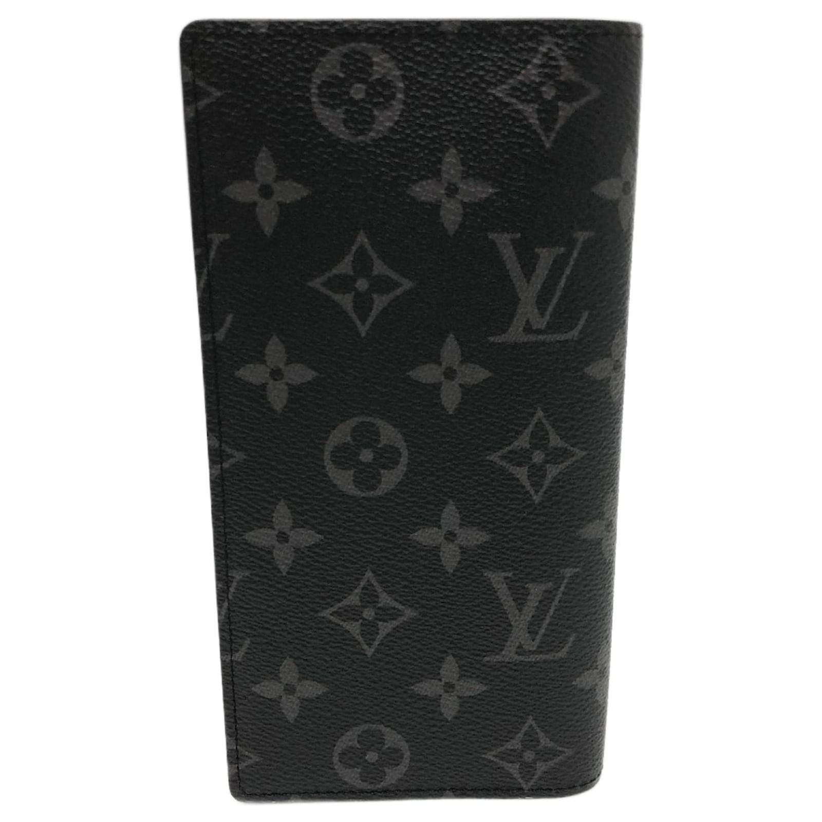 Brazza Louis Vuitton Monogram Eclipse Bi-Fold Wallet Black Cloth ref ...