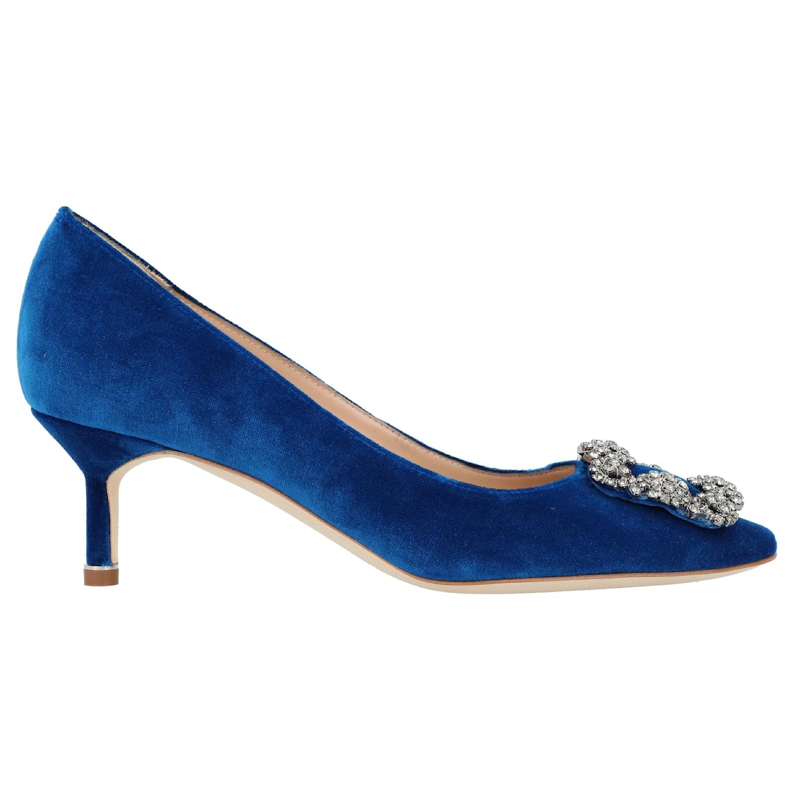 Manolo Blahnik Hangisi 050 Pump Blue Viscose Cellulose fibre ref ...
