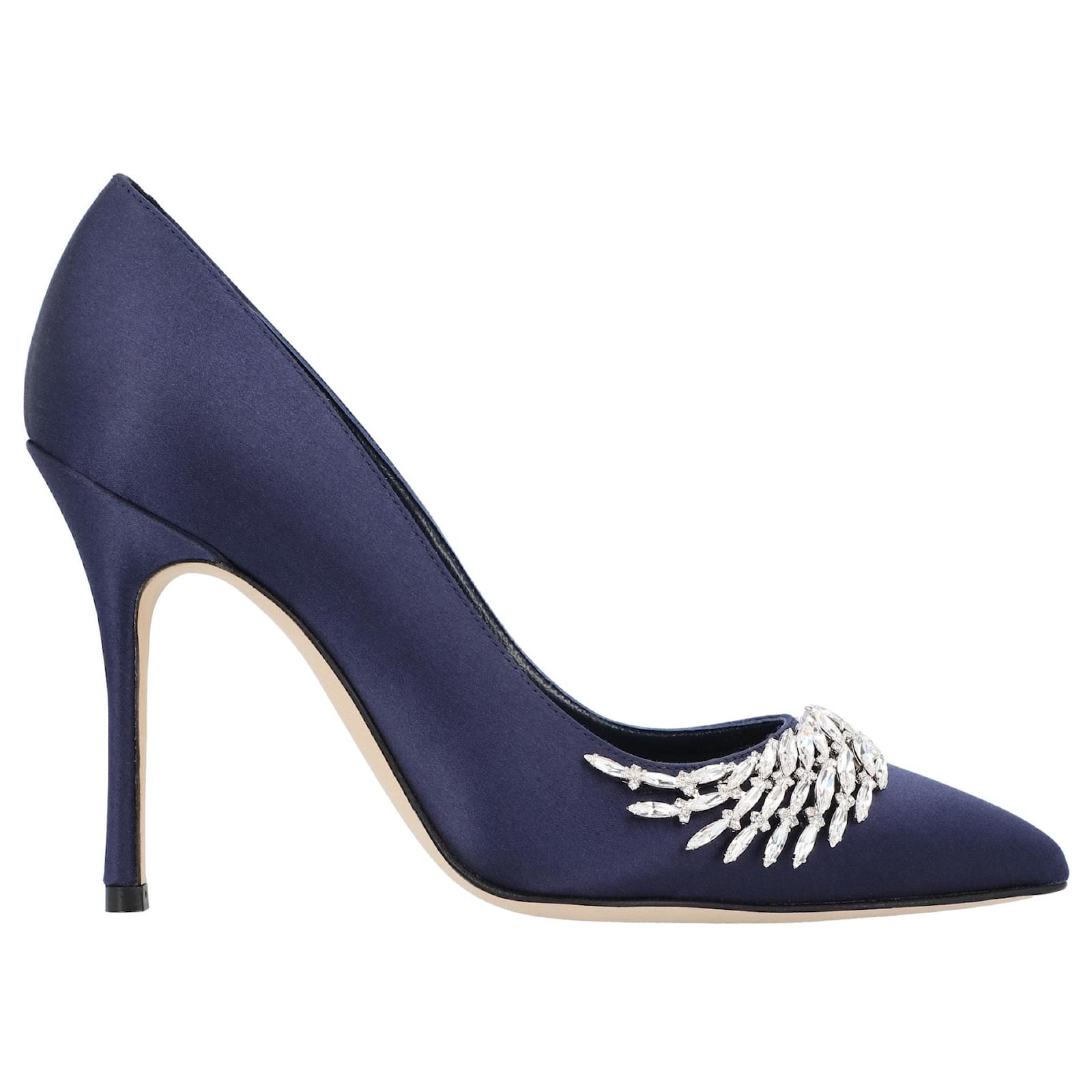 Manolo Blahnik Pluma Fabio Satin 105 Pump Purple Viscose Cellulose ...