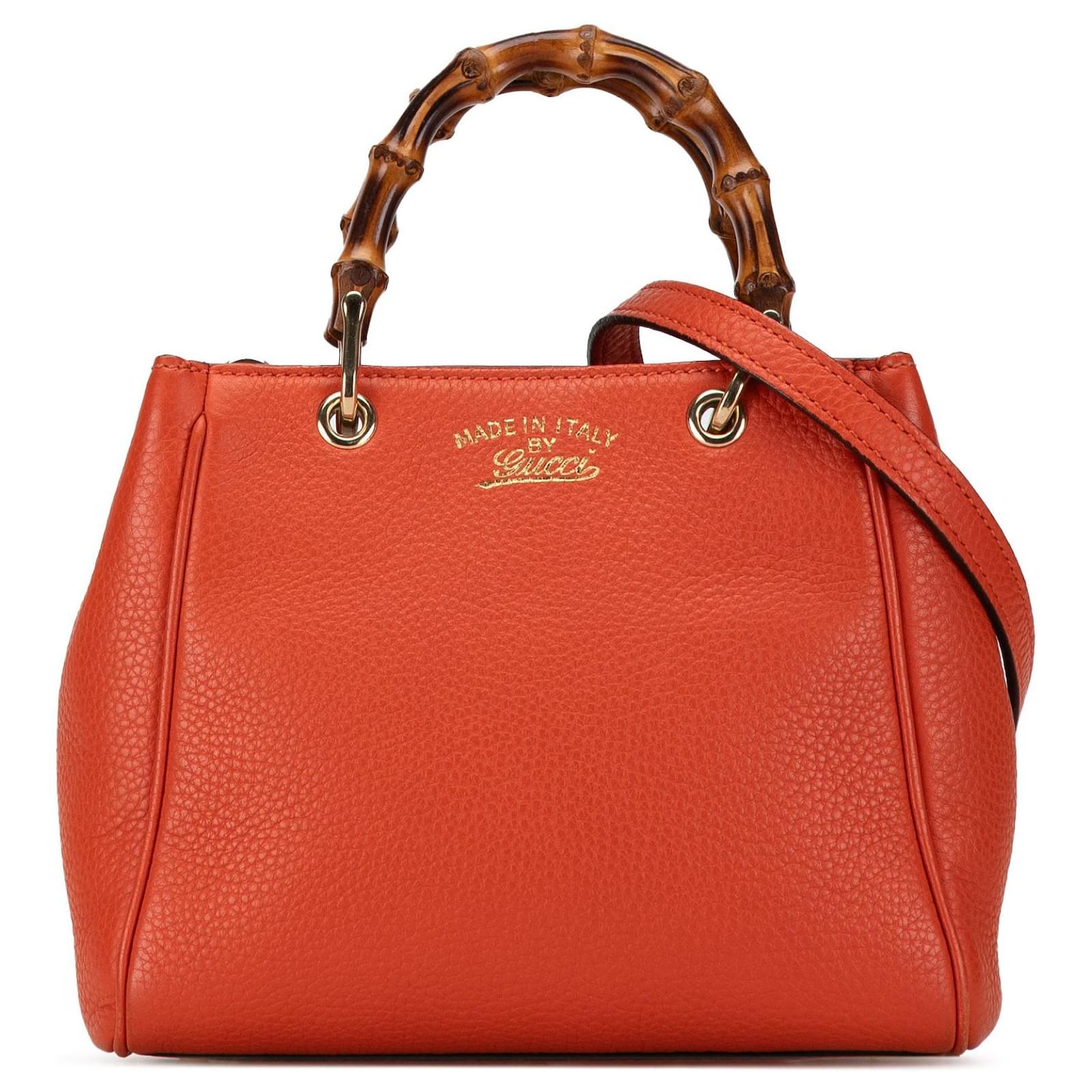 Orange Gucci Mini Bamboo Shopper Satchel Leather ref.JC1597395 (Sold ...