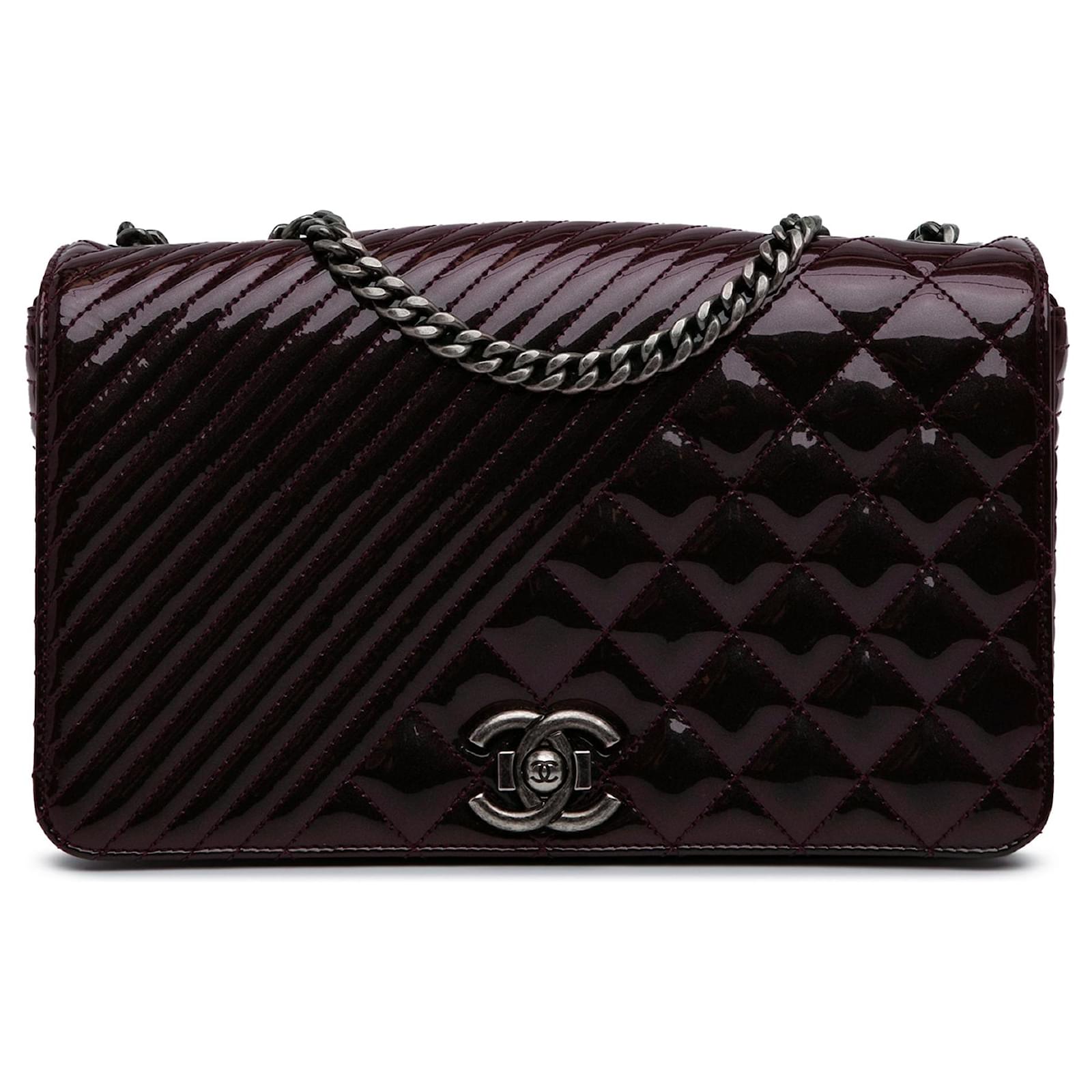 Purple Chanel Medium Patent Coco Boy Flap Shoulder Bag Leather ref ...