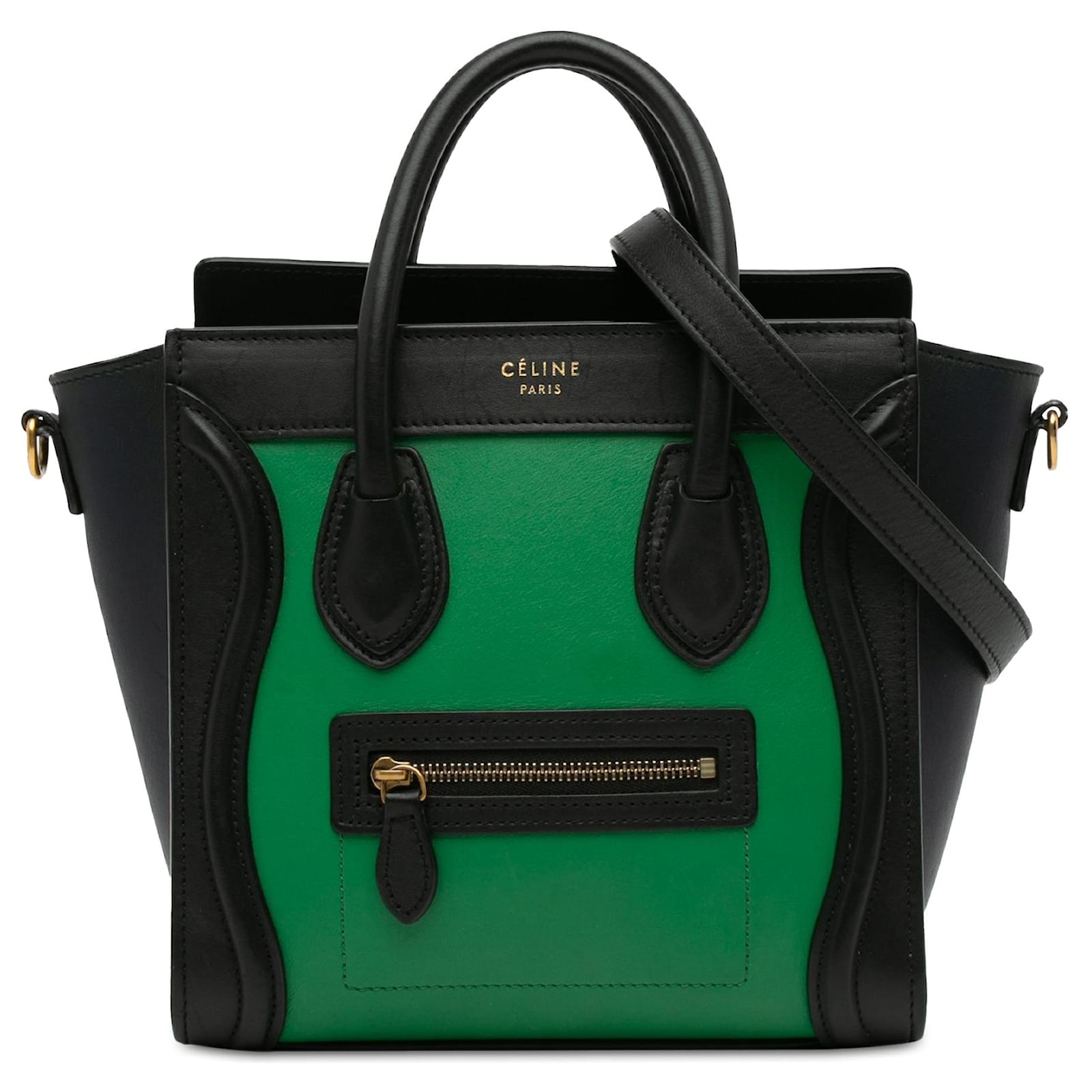 Céline Green Celine Nano Bicolor Luggage Tote Satchel Leather ref ...