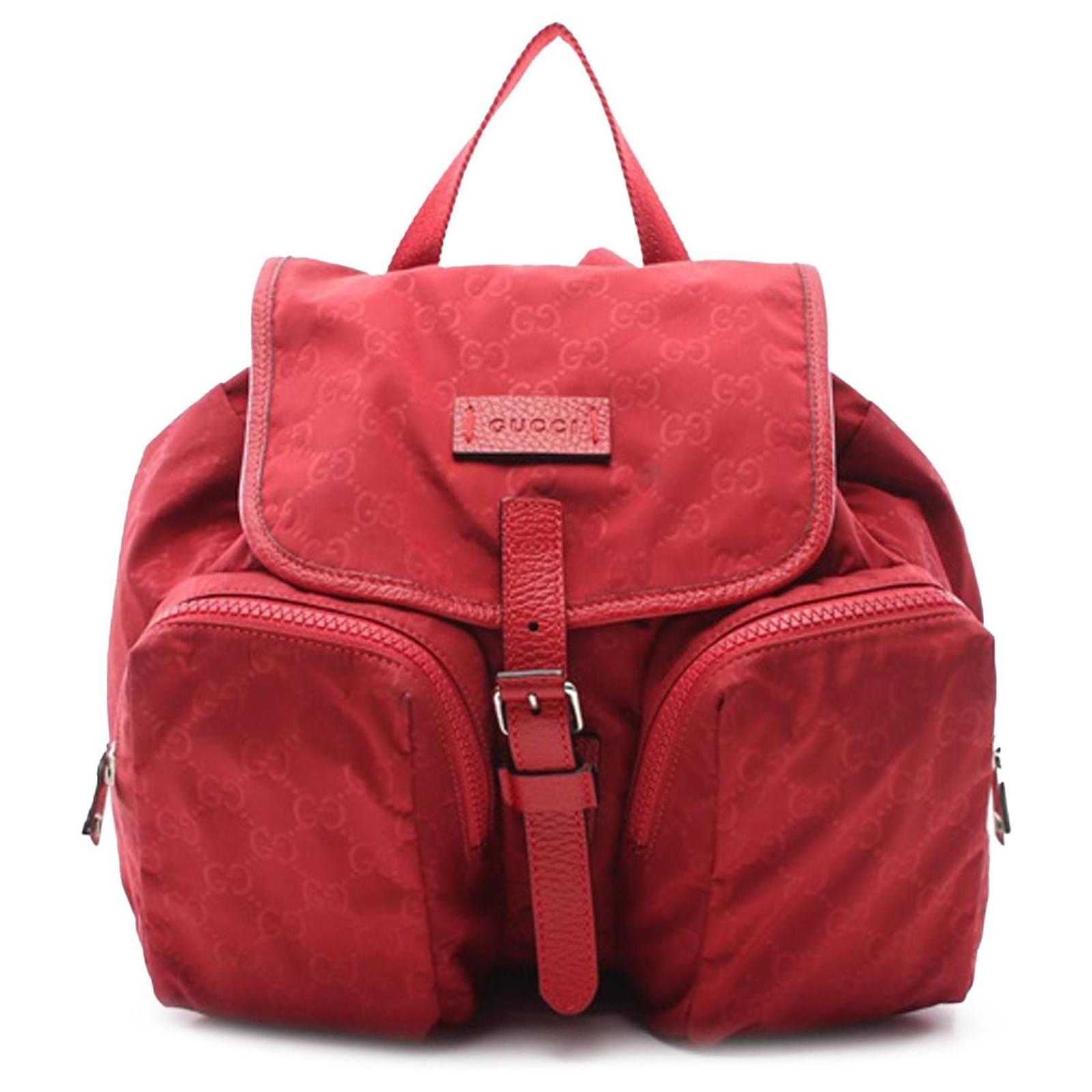 Red Gucci GG Nylon Backpack Leather ref.1597451 - Joli Closet