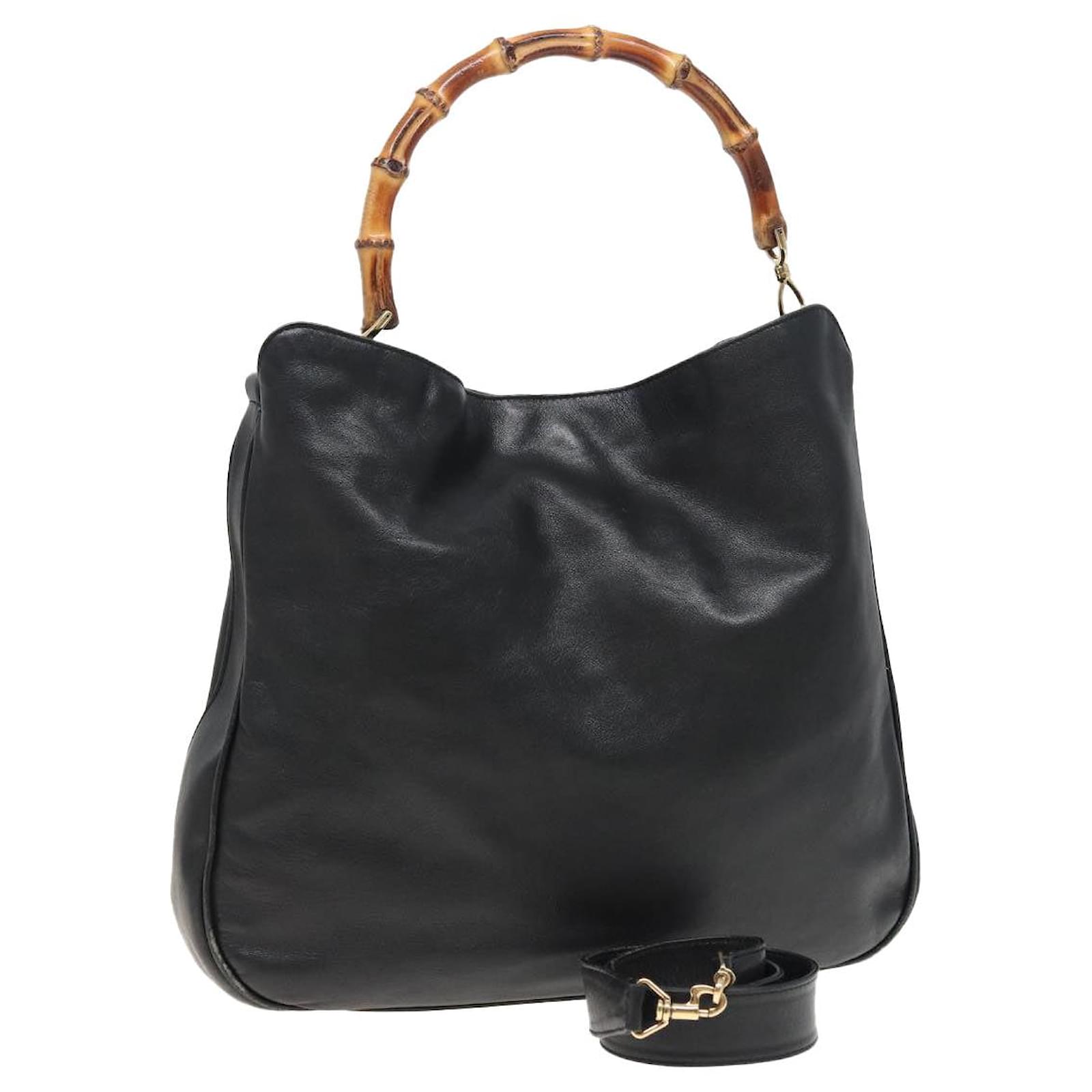 Gucci Bamboo Hand Bag Leather way Black ref.1598167 - Joli Closet