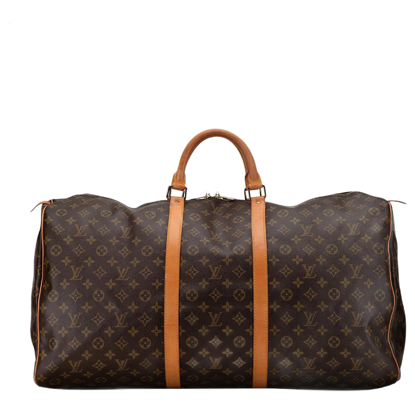 Louis Vuitton Brown Monogram Keepall 60 Leather Cloth ref.1598582 - Joli Closet
