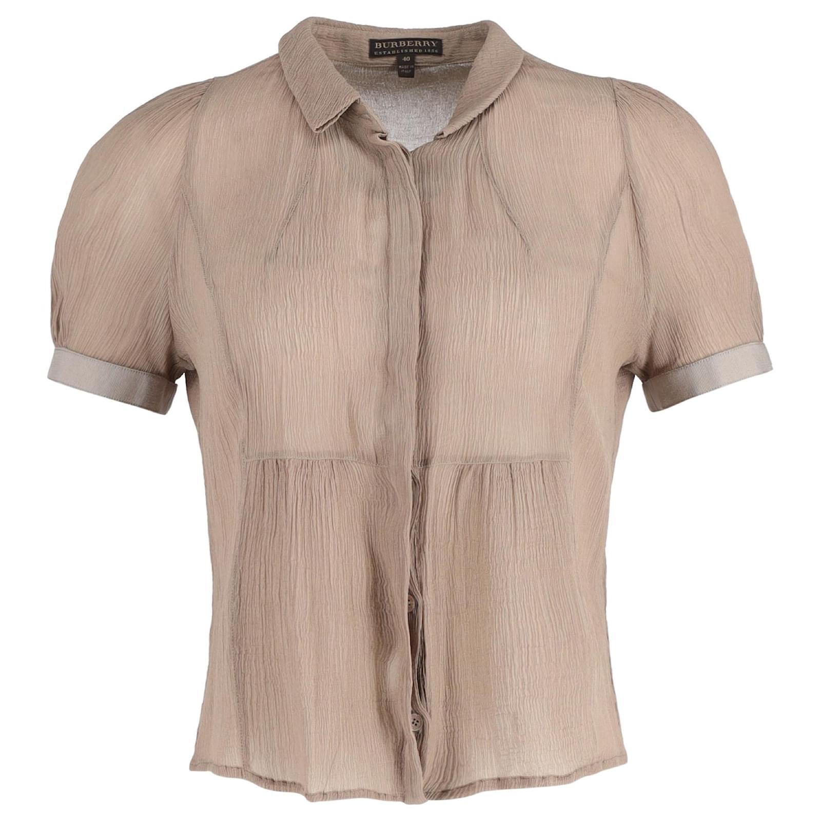 Burberry See-through Buttoned Shirt in Beige Silk Brown ref.1599336 ...