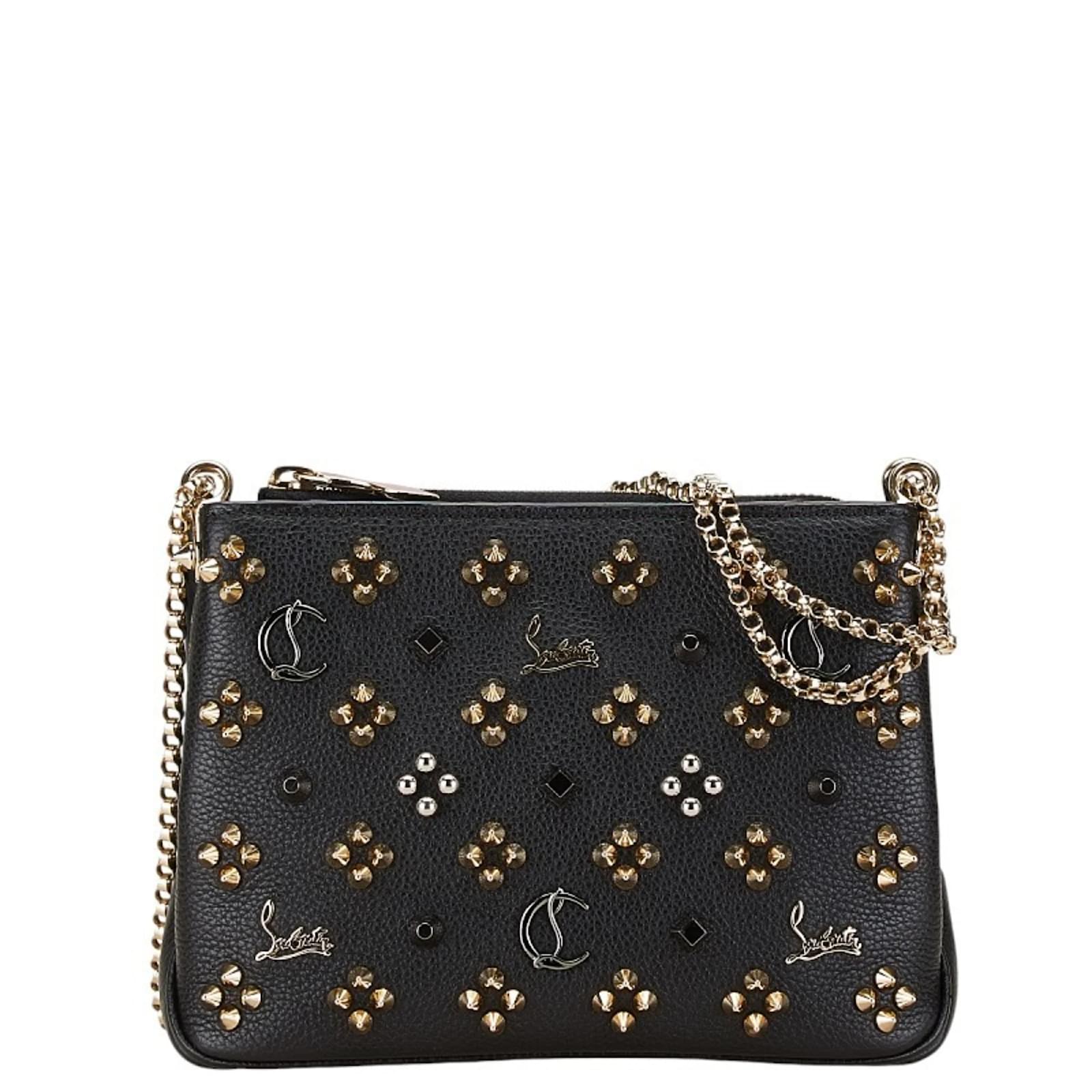 Christian Louboutin Studded Chain Shoulder Bag Black Leather ref ...