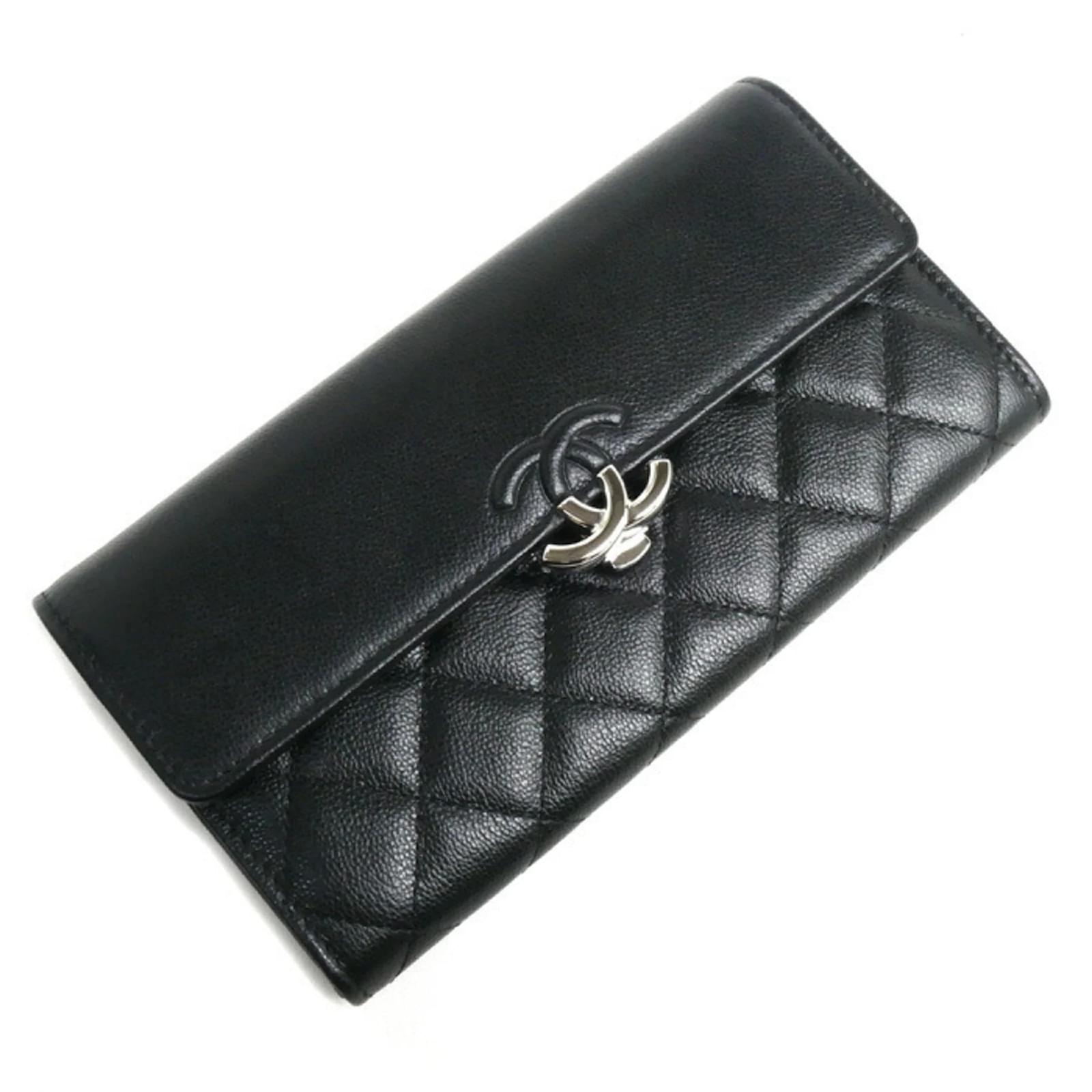 Chanel Half Coco Long Flap Wallet Black Leather ref.1599927 - Joli Closet