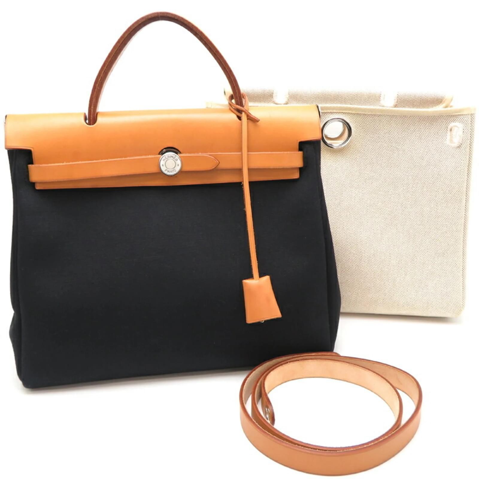 Hermès Hermes Toile H PM Ladies Tote Bag Black Beige Cloth ref.1600434 ...