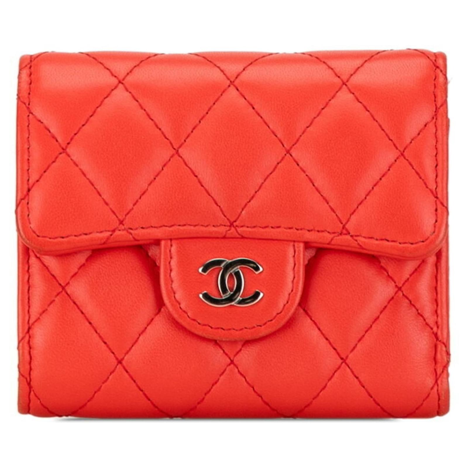 Chanel Matelasse Coco Mark Small Wallet Orange Leather ref.1600637 ...