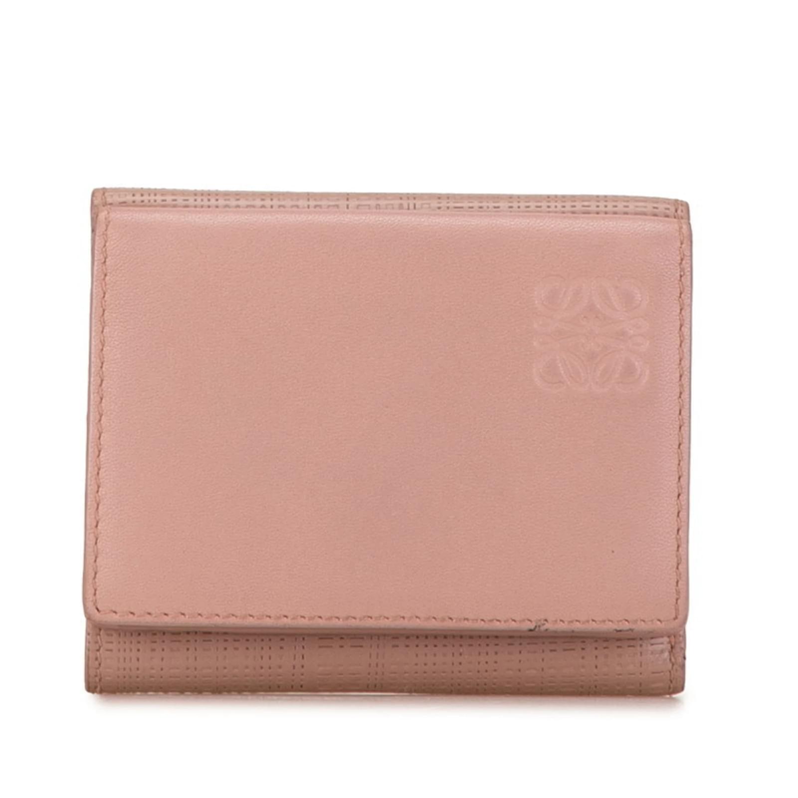 Loewe Anagram Tri-fold Wallet Pink Leather ref.1600717 - Joli Closet