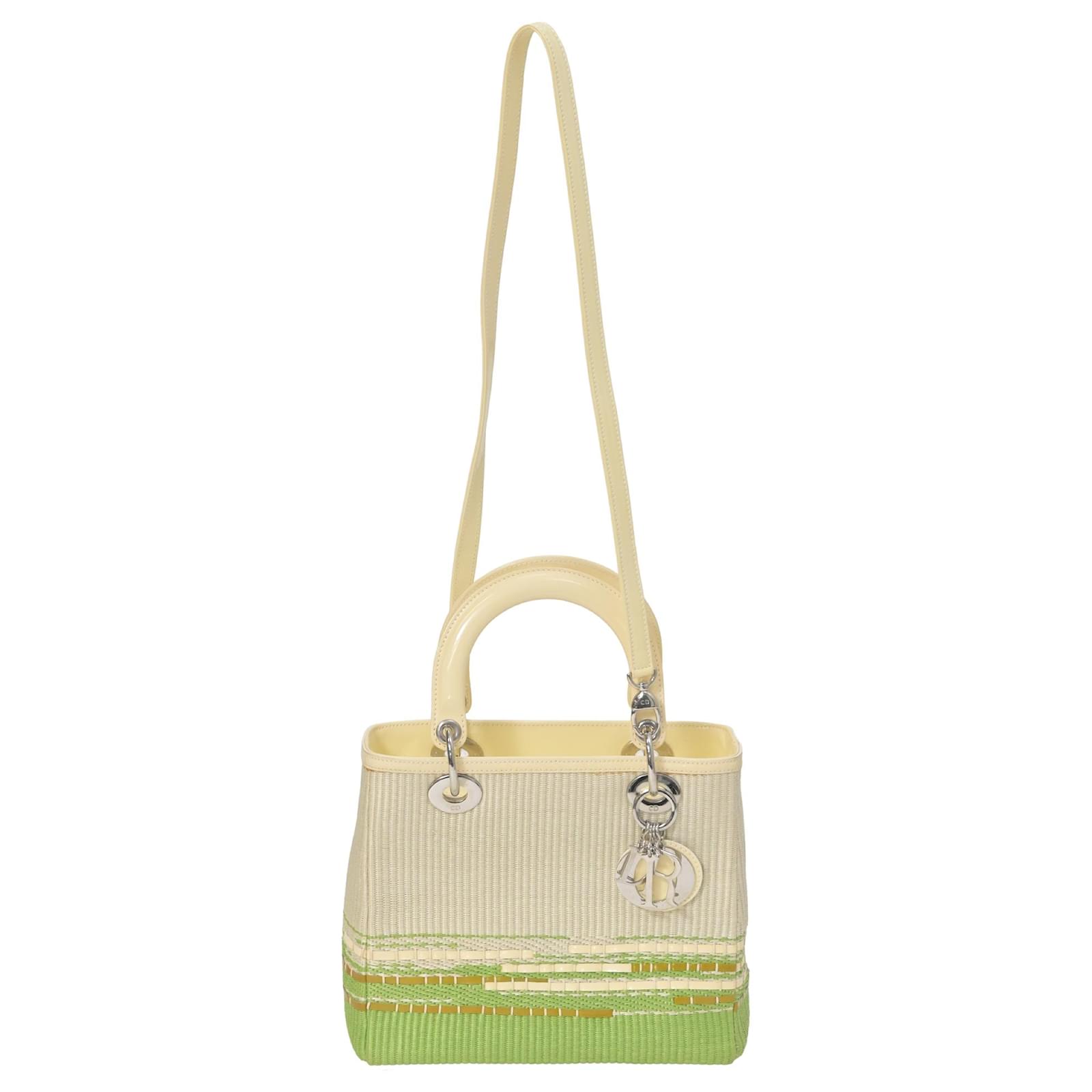 Dior Raffia Medium Lady Dior in Green Leather ref.1600788 - Joli Closet