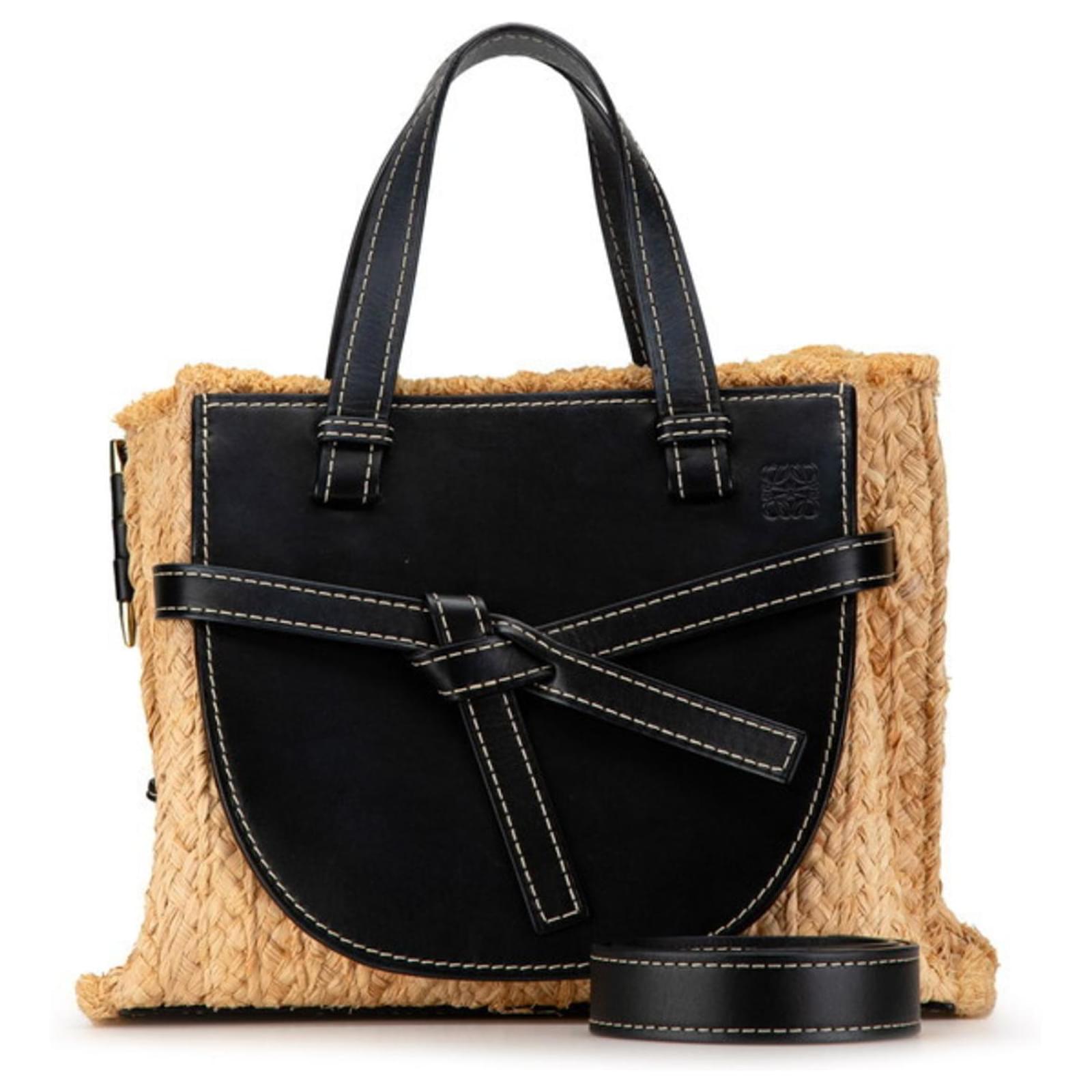 Loewe Anagram Gate Handbag Black Beige Leather ref.1601200 - Joli Closet