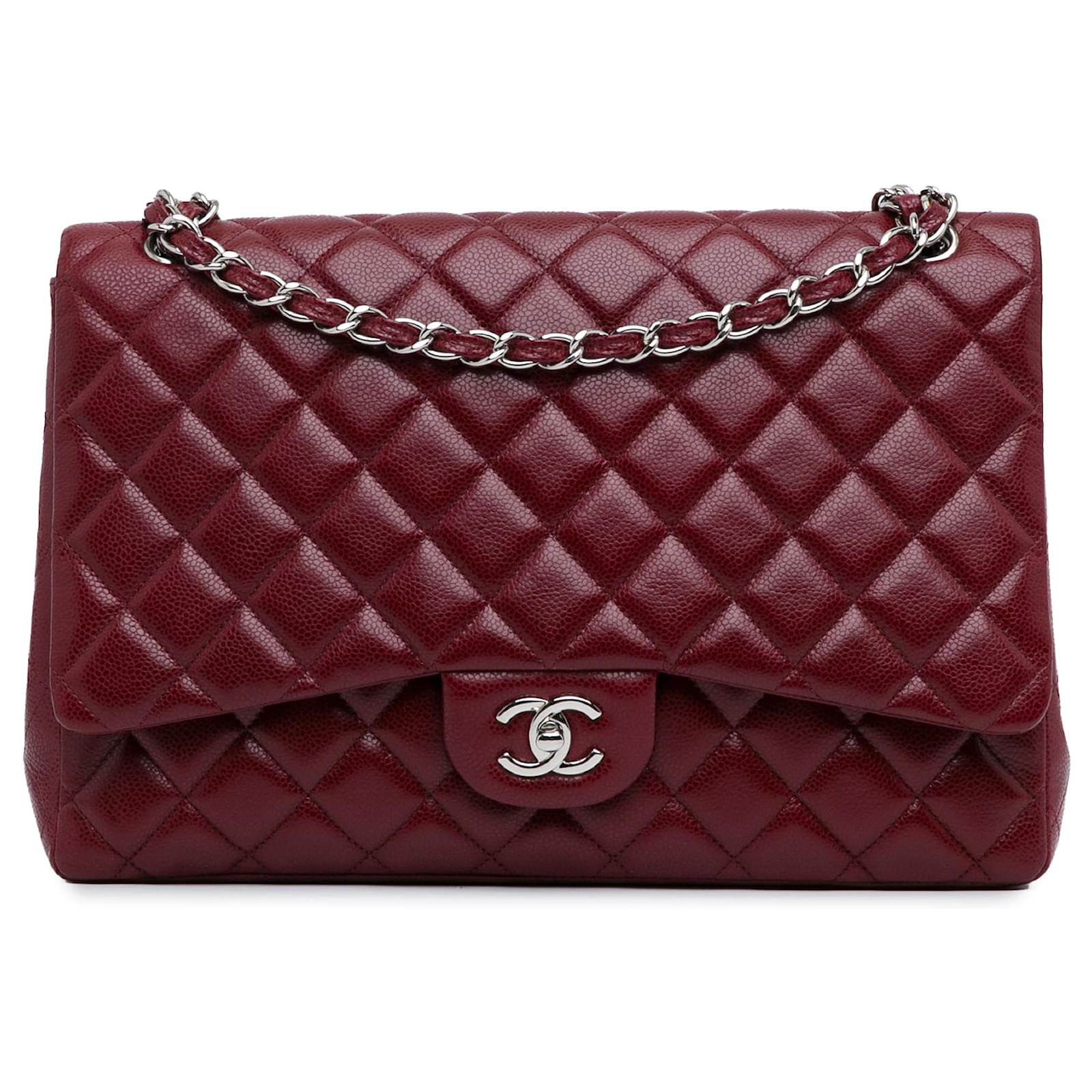 Chanel Red Maxi Classic Caviar Single Flap Leather ref.1601232 - Joli ...