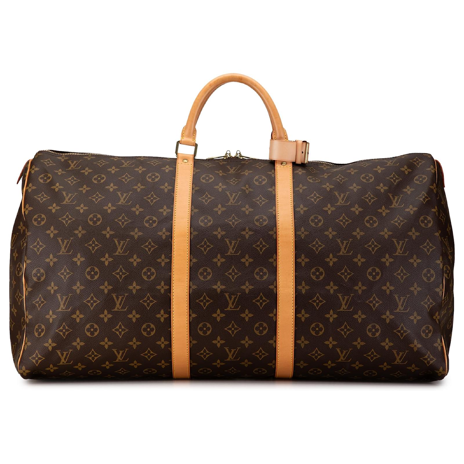 Louis Vuitton Brown Monogram Keepall 60 Leather Cloth ref.1601260 - Joli Closet