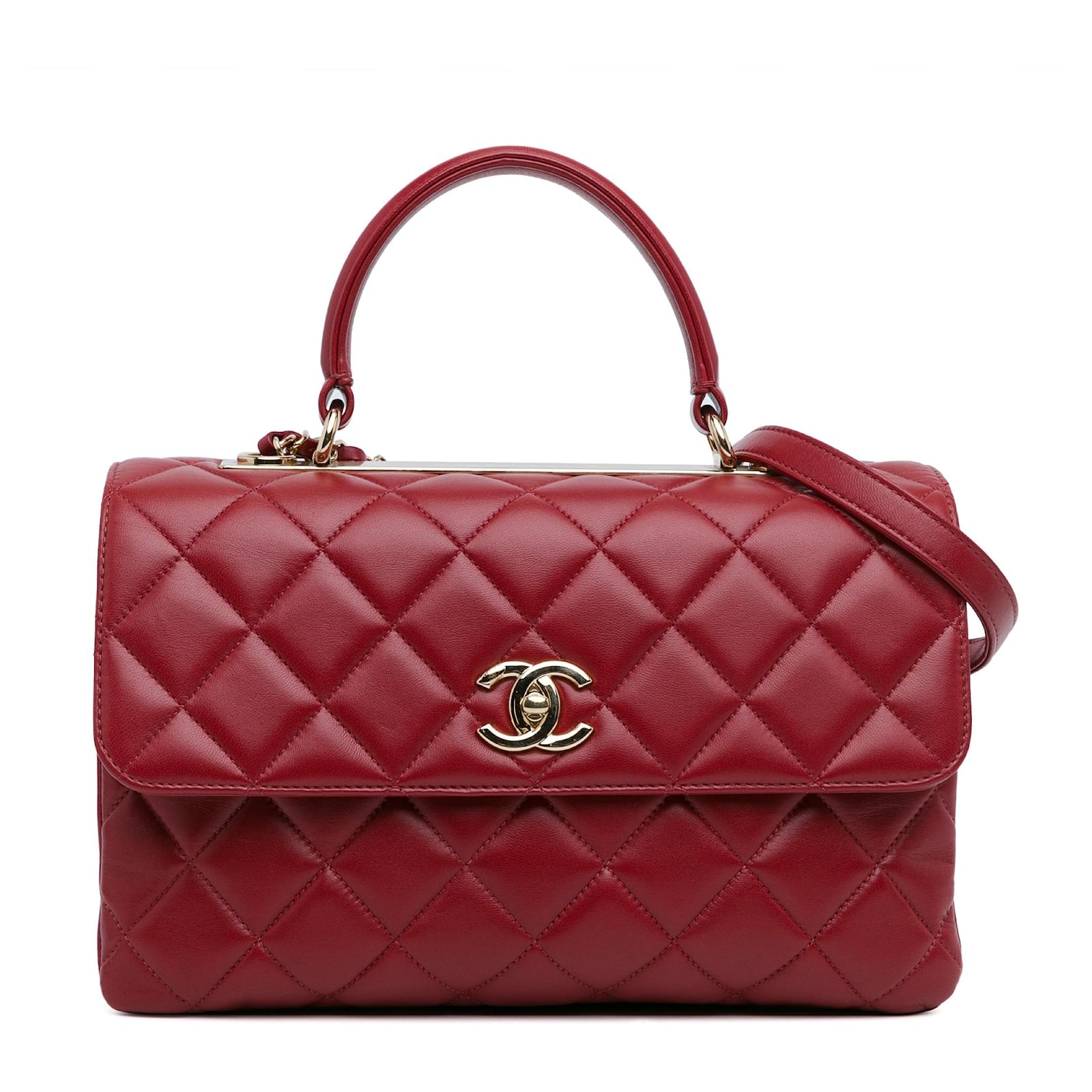 Chanel Red Medium Lambskin Trendy CC Top Handle Bag Leather ref.1603502 ...