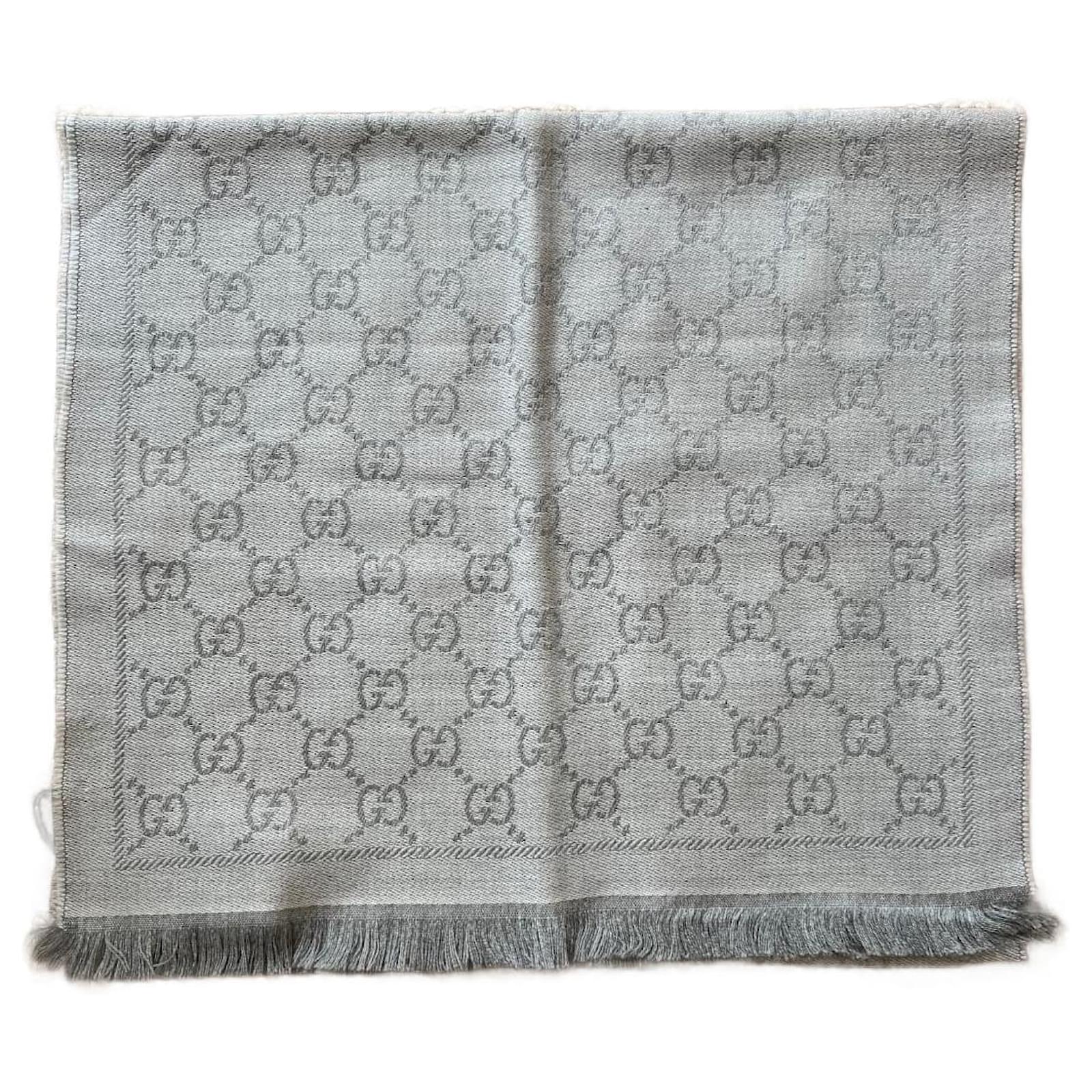 Gucci Monogram Scarf Women's Gray Grey Wool ref.1603823 - Joli Closet