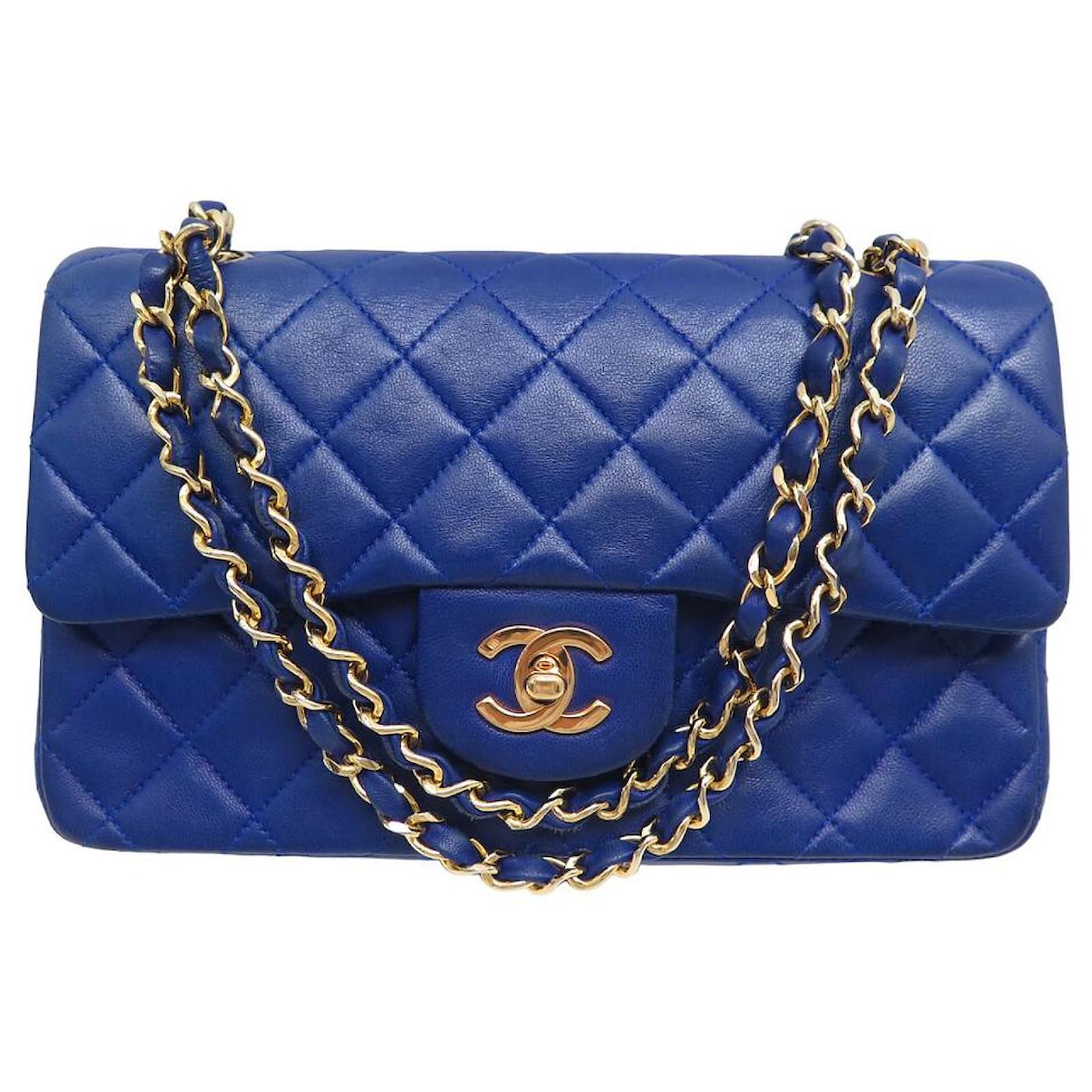 VINTAGE CHANEL CLASSIC SMALL TIMELESS BLUE LEATHER HAND BAG Navy blue ...