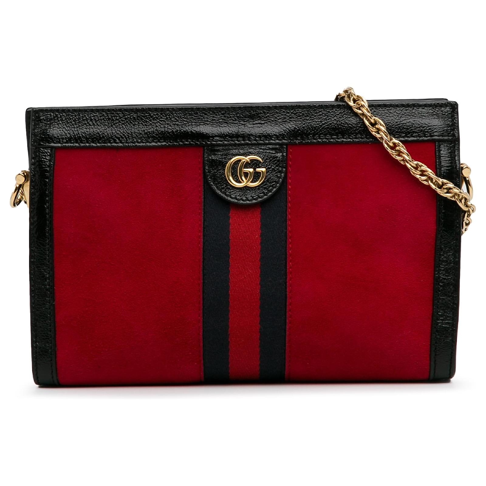 Gucci Red Small Suede Ophidia Chain Crossbody Bag Leather ref.1605261 ...