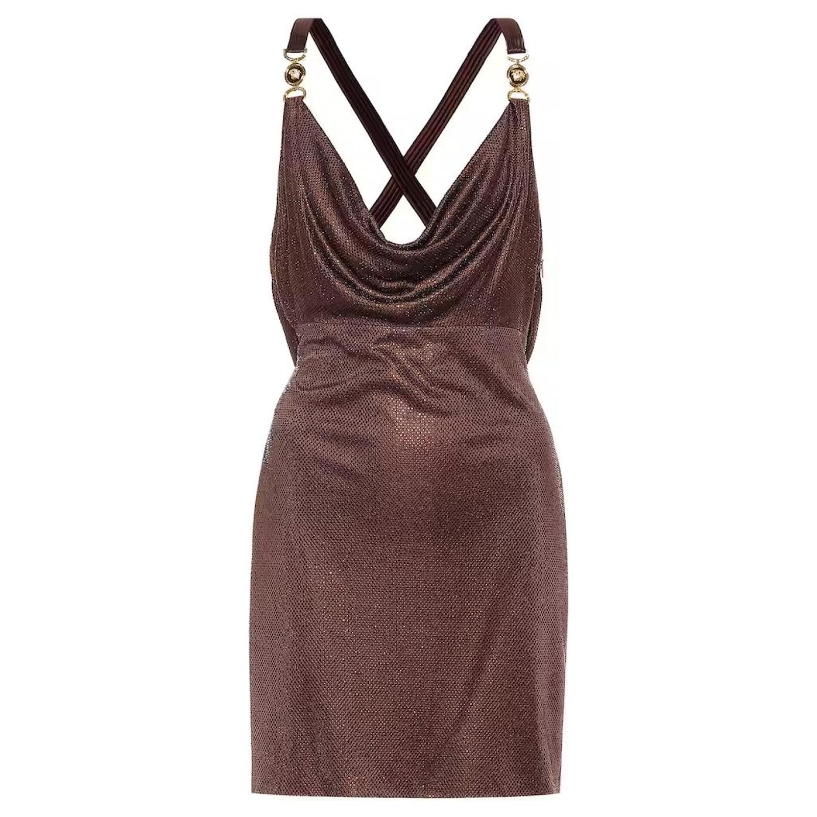 Iconic Versace Celebrity Dress Chestnut Silk ref.1605883 - Joli Closet
