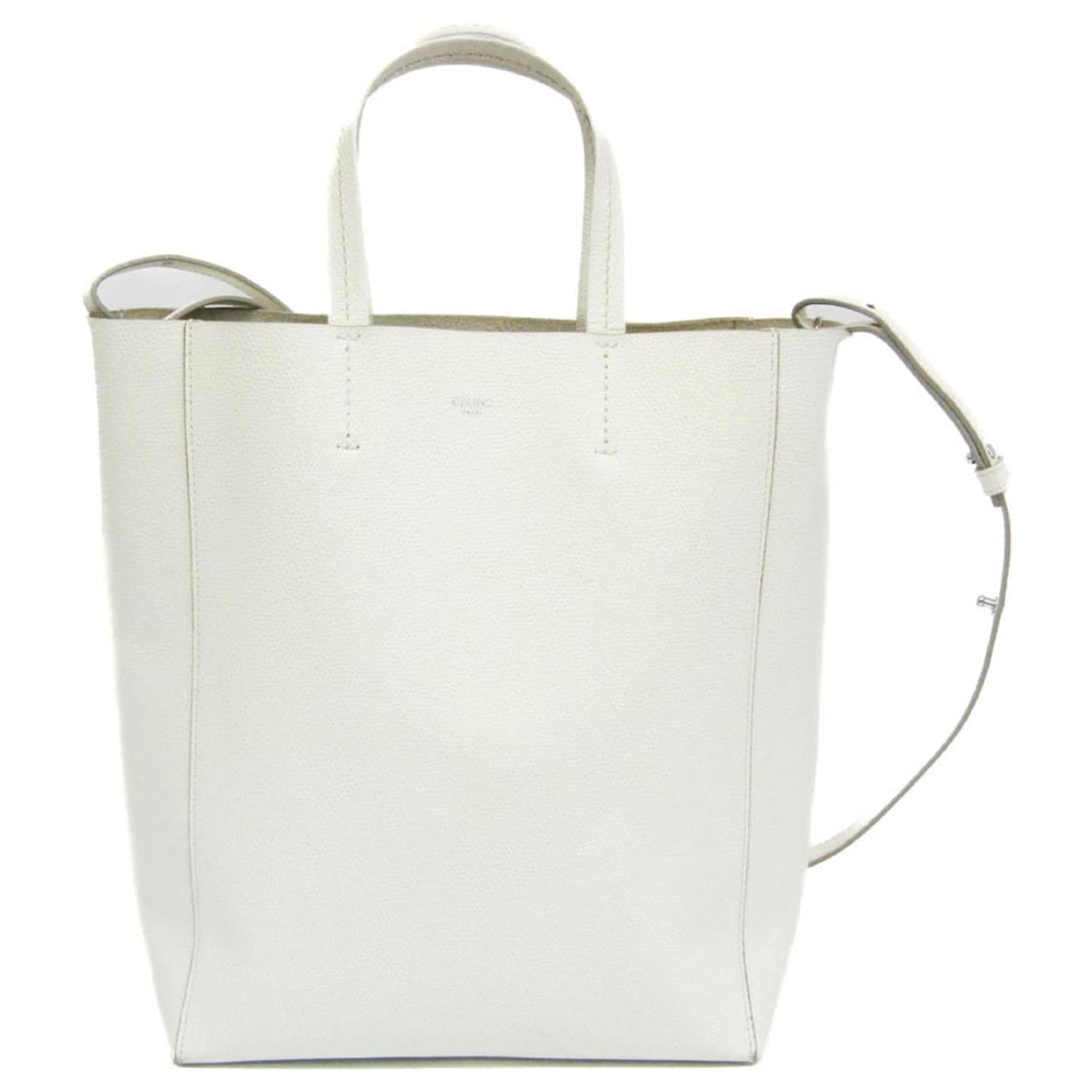 Céline Celine Vertical Cabas Small Leather Shoulder Tote Bag White ref ...
