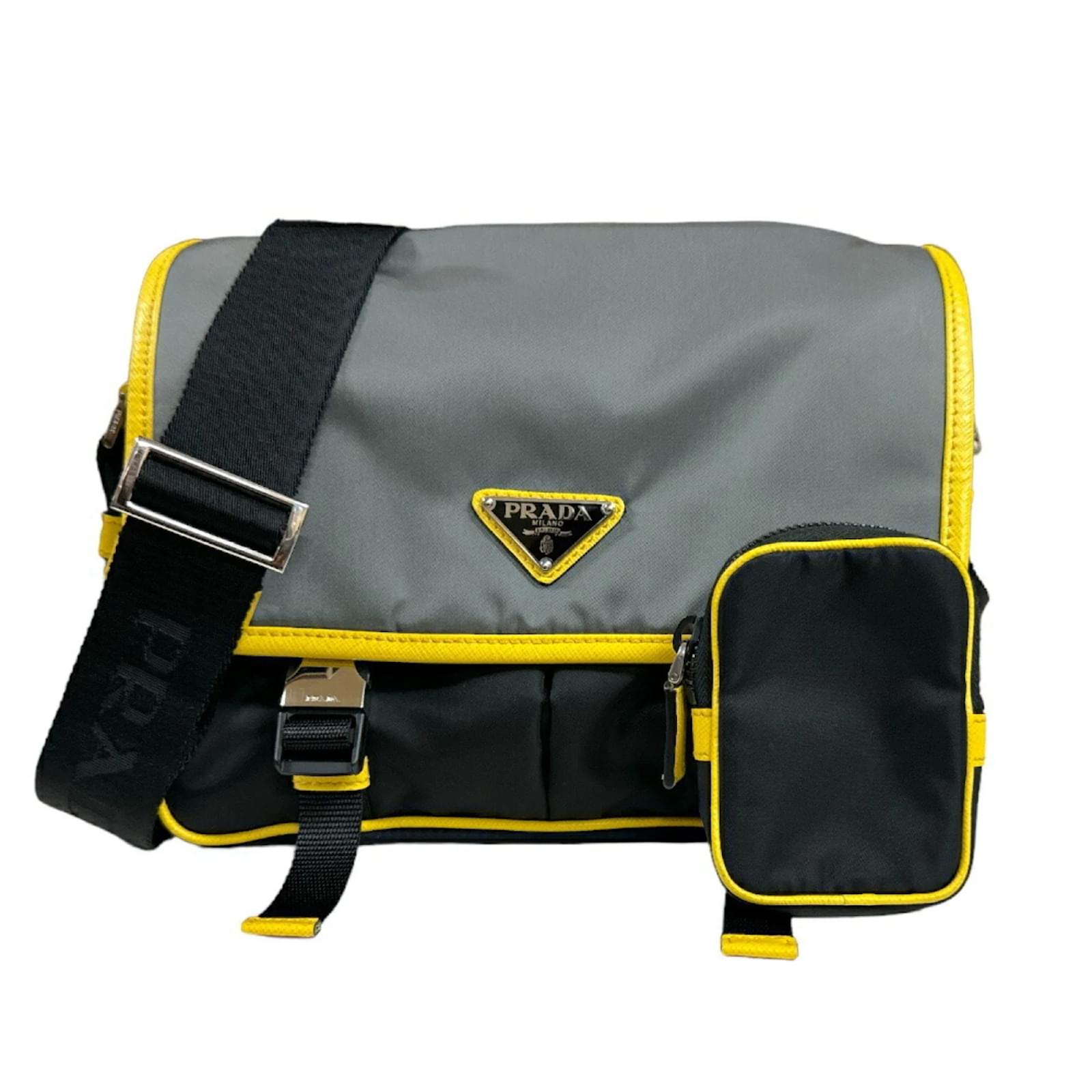 Prada Nylon Shoulder Bag 2VD769 Brown Black Yellow ref.1608935 - Joli Closet