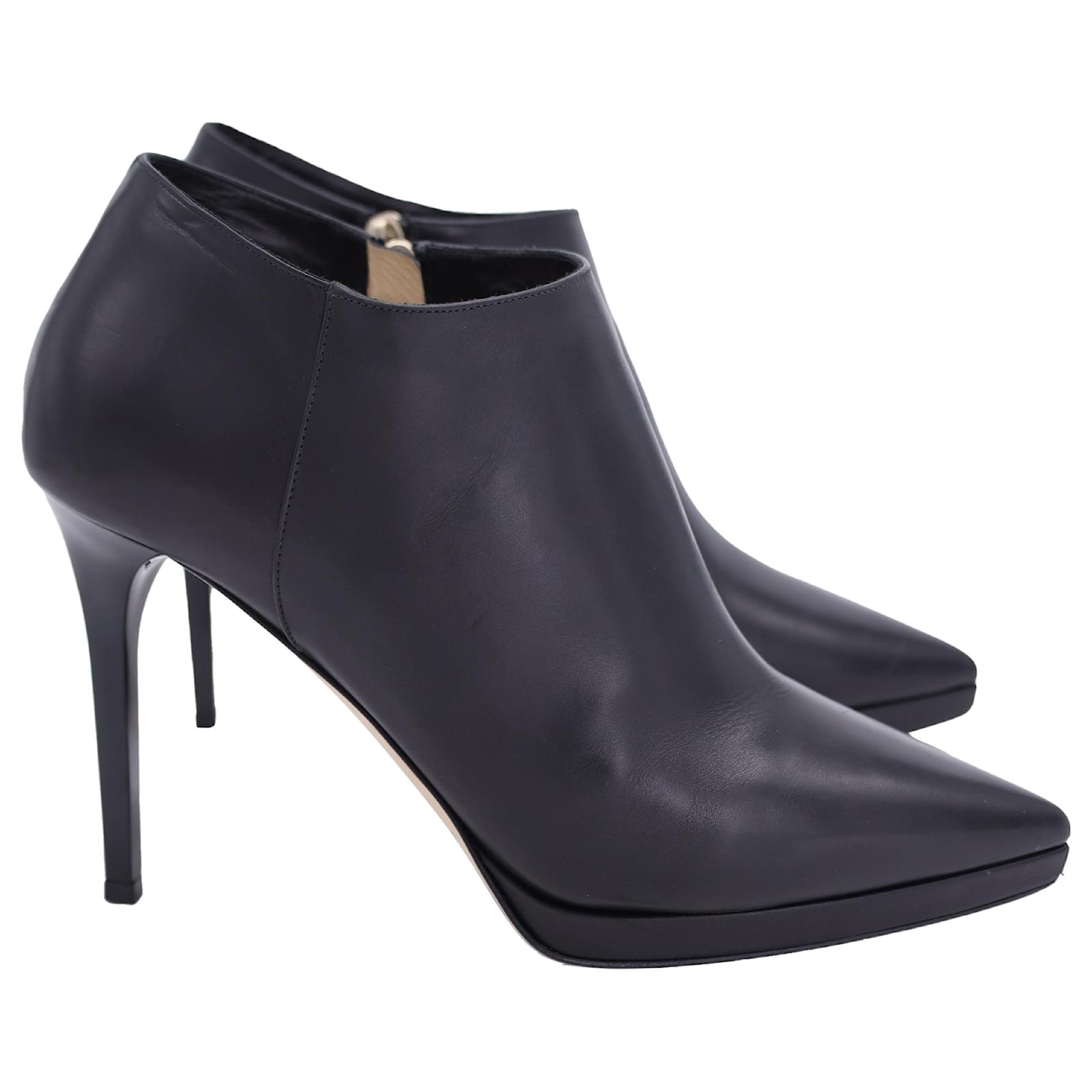 Jimmy Choo Lindsey 100 Platform Ankle Booties in Black Leather ref ...