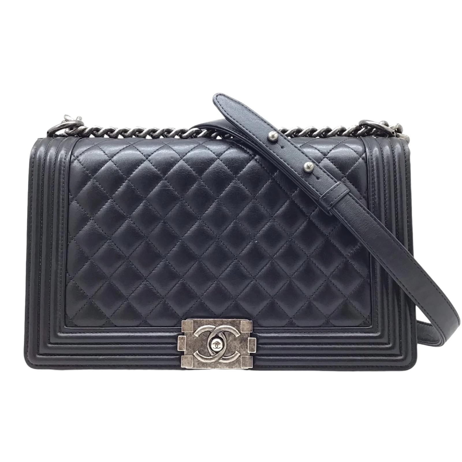 Chanel Boy Large Size Black Leather Shoulder Bag ref.1610803 - Joli Closet