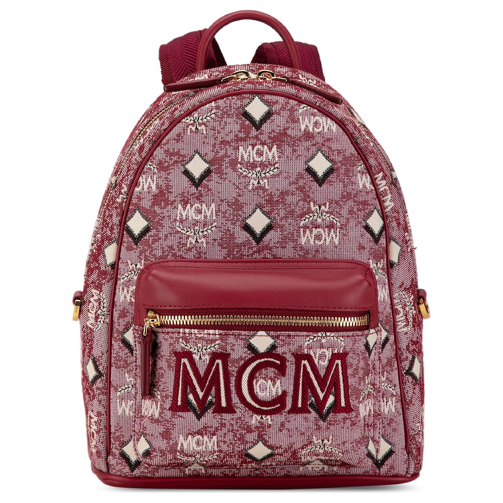 MCM Red Mini Canvas Visetos Stark Backpack Cloth Cloth ref.1610895 ...