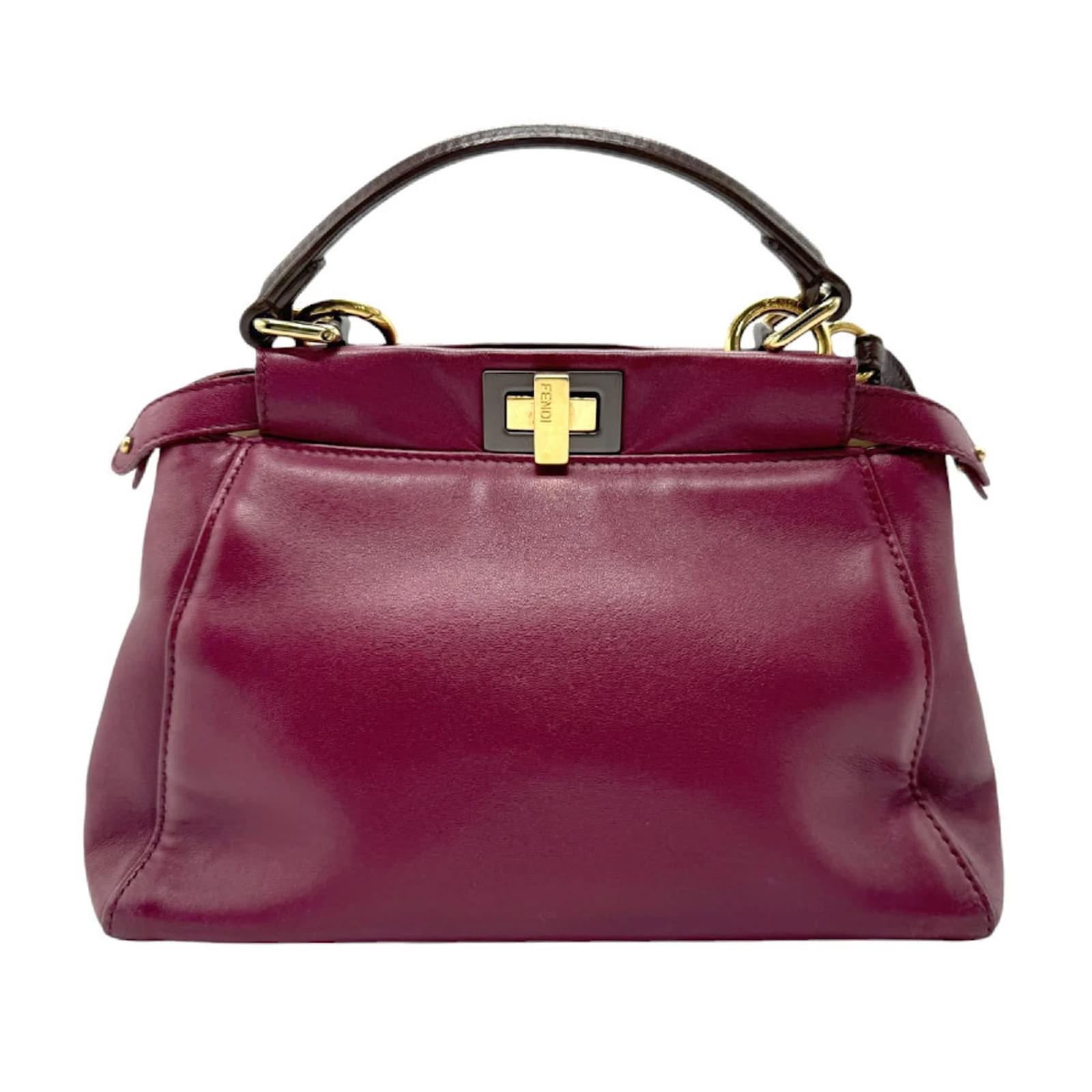 Fendi Peekaboo Leather Handbag Brown Dark red ref.1611249 - Joli Closet