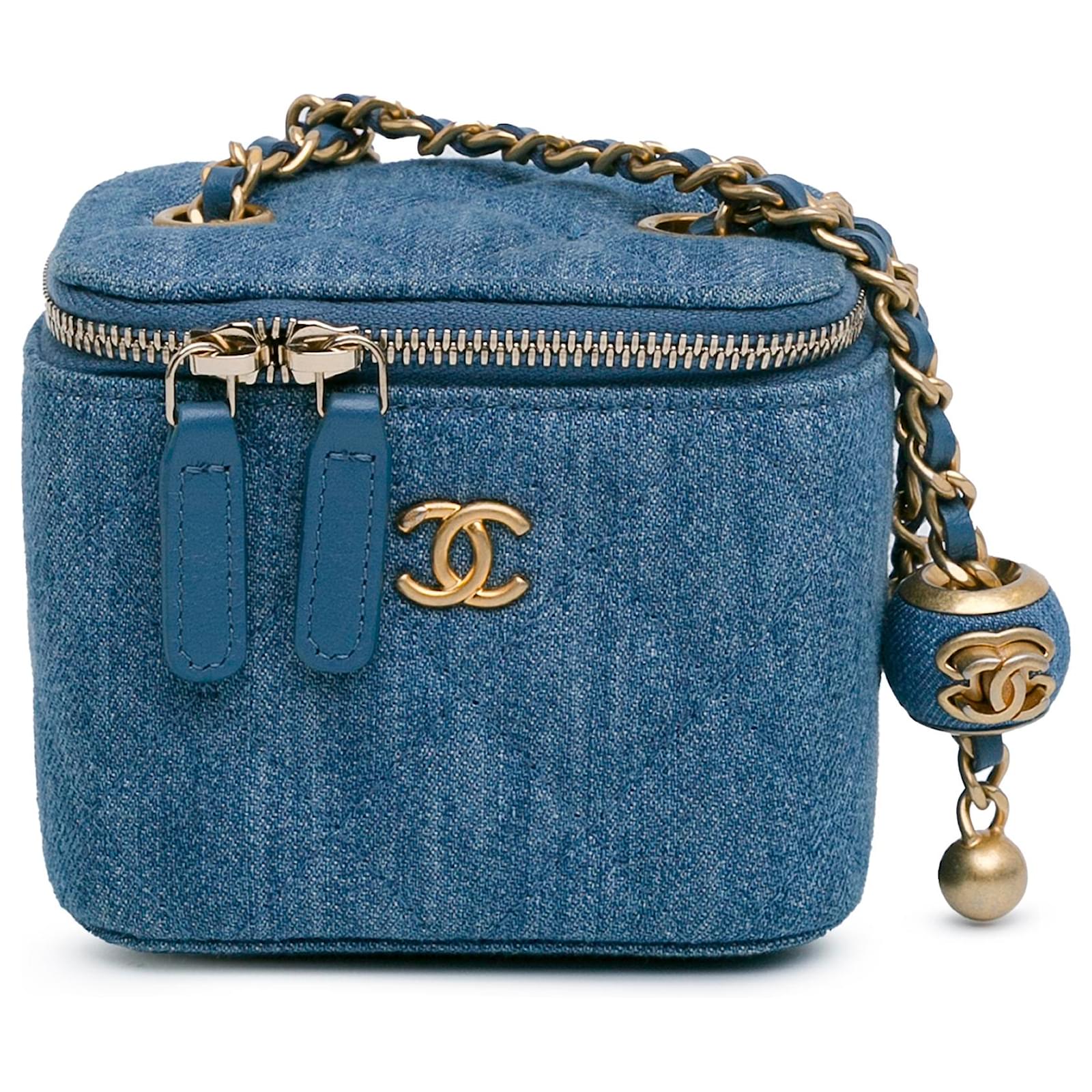 Chanel Blue Mini Denim Pearl Crush Vanity Bag Cloth ref.1612896 - Joli ...