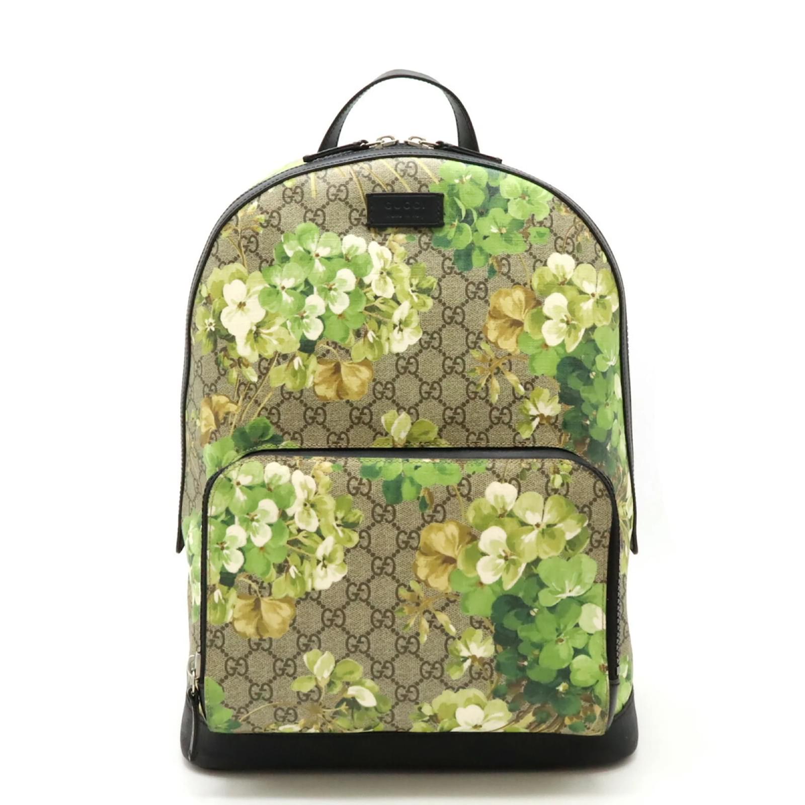Gucci GG Blooms Supreme Backpack Black Multiple colors Beige Leather ...