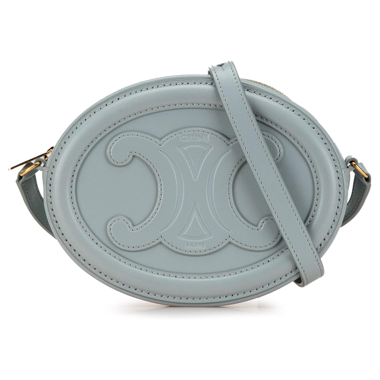 Céline Celine Blue Small Calfskin Cuir Triomphe Oval Crossbody Light ...