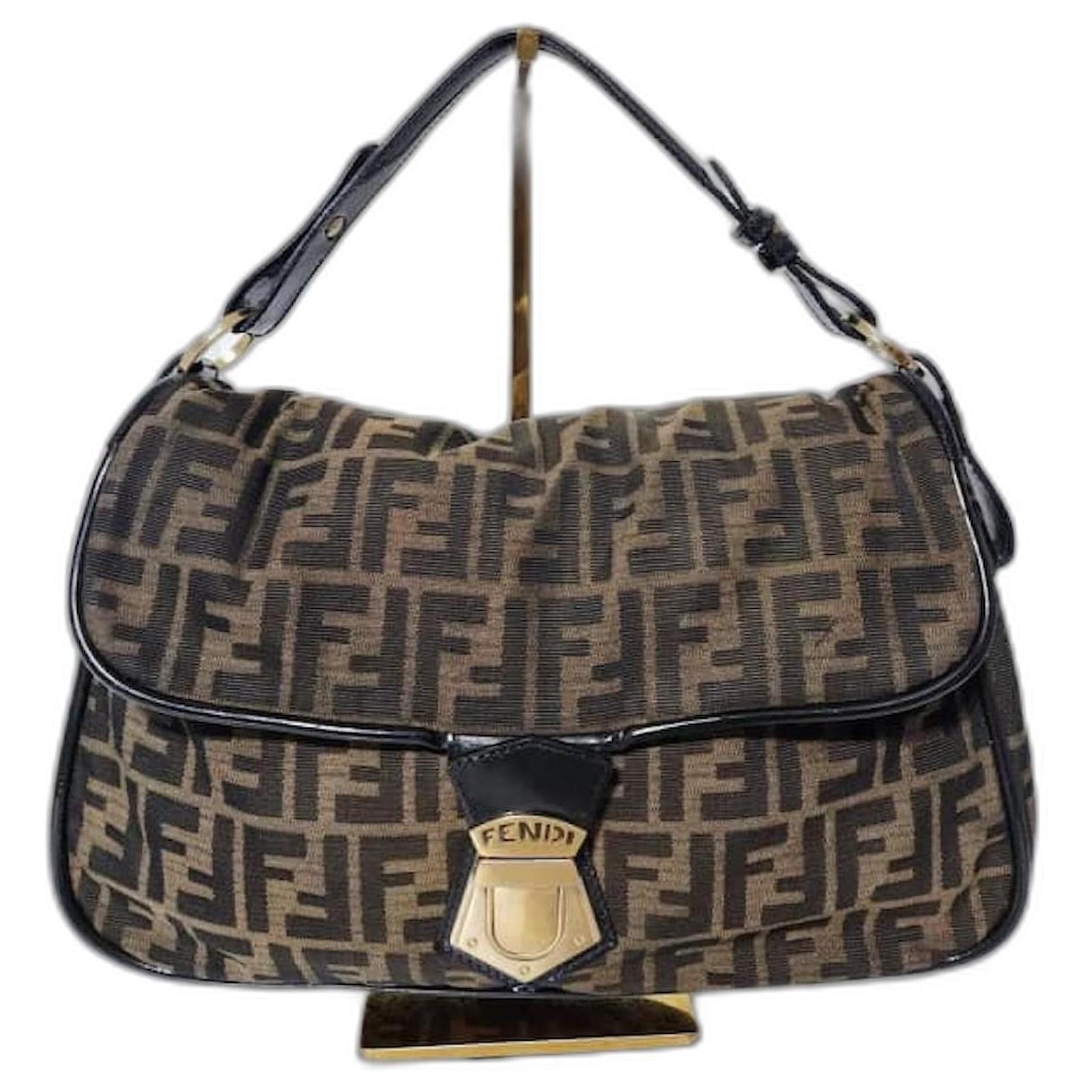FENDI Zucca Fly Shoulder Bag Brown Cloth ref.1614231 - Joli Closet