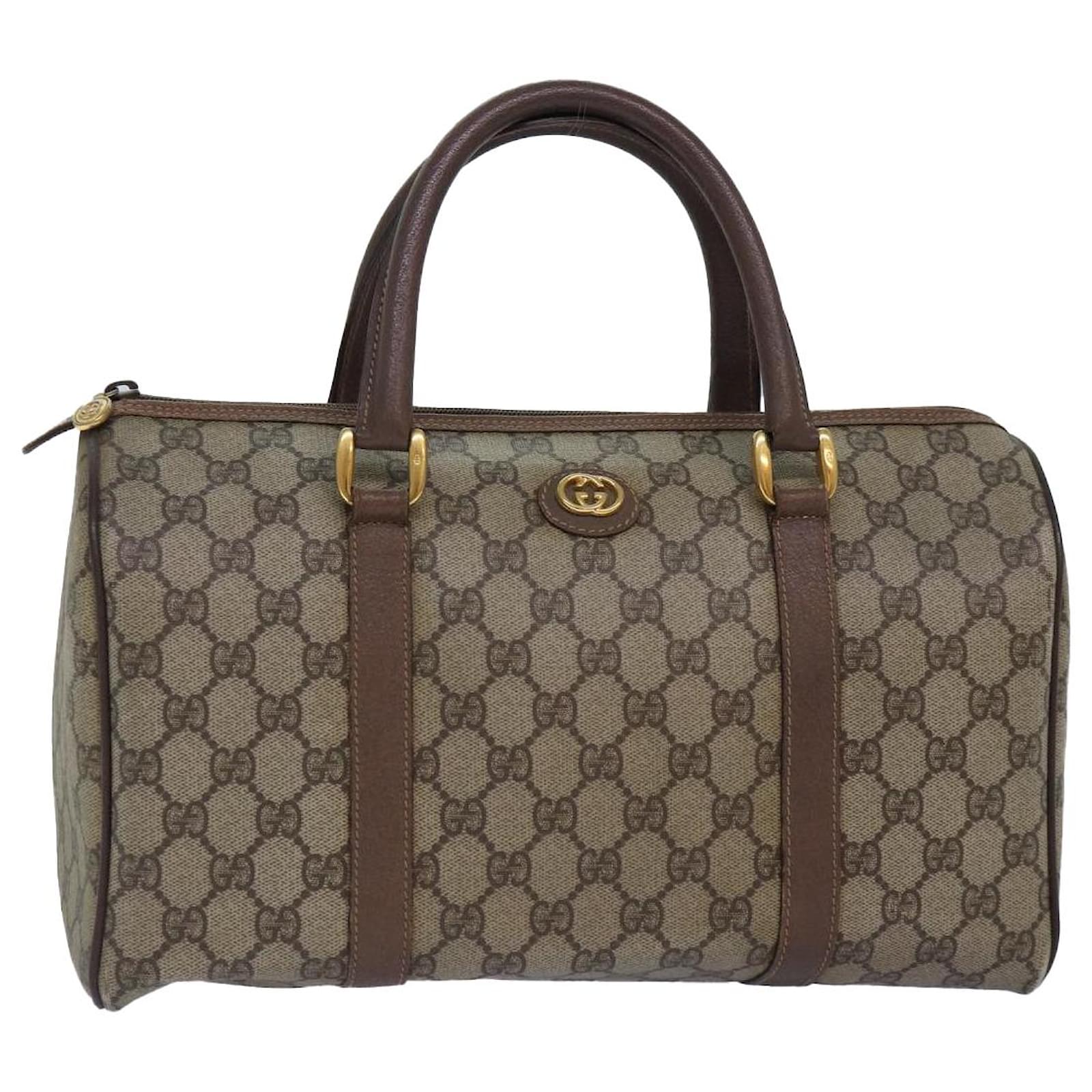 GUCCI GG Canvas Boston Bag PVC Leather Beige Auth 87620 ref.1614454 ...
