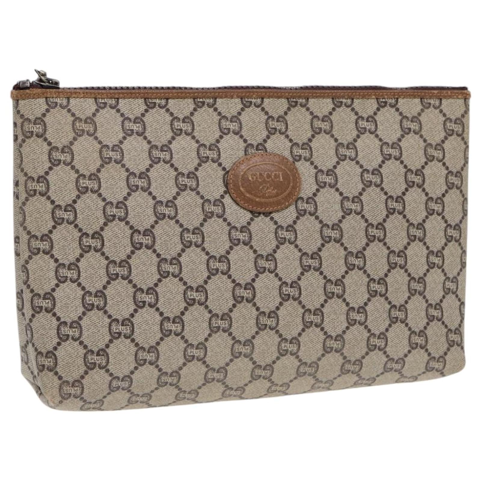 GUCCI GG Plus Supreme Clutch Bag PVC Beige Auth ep5235 ref.1614480 ...