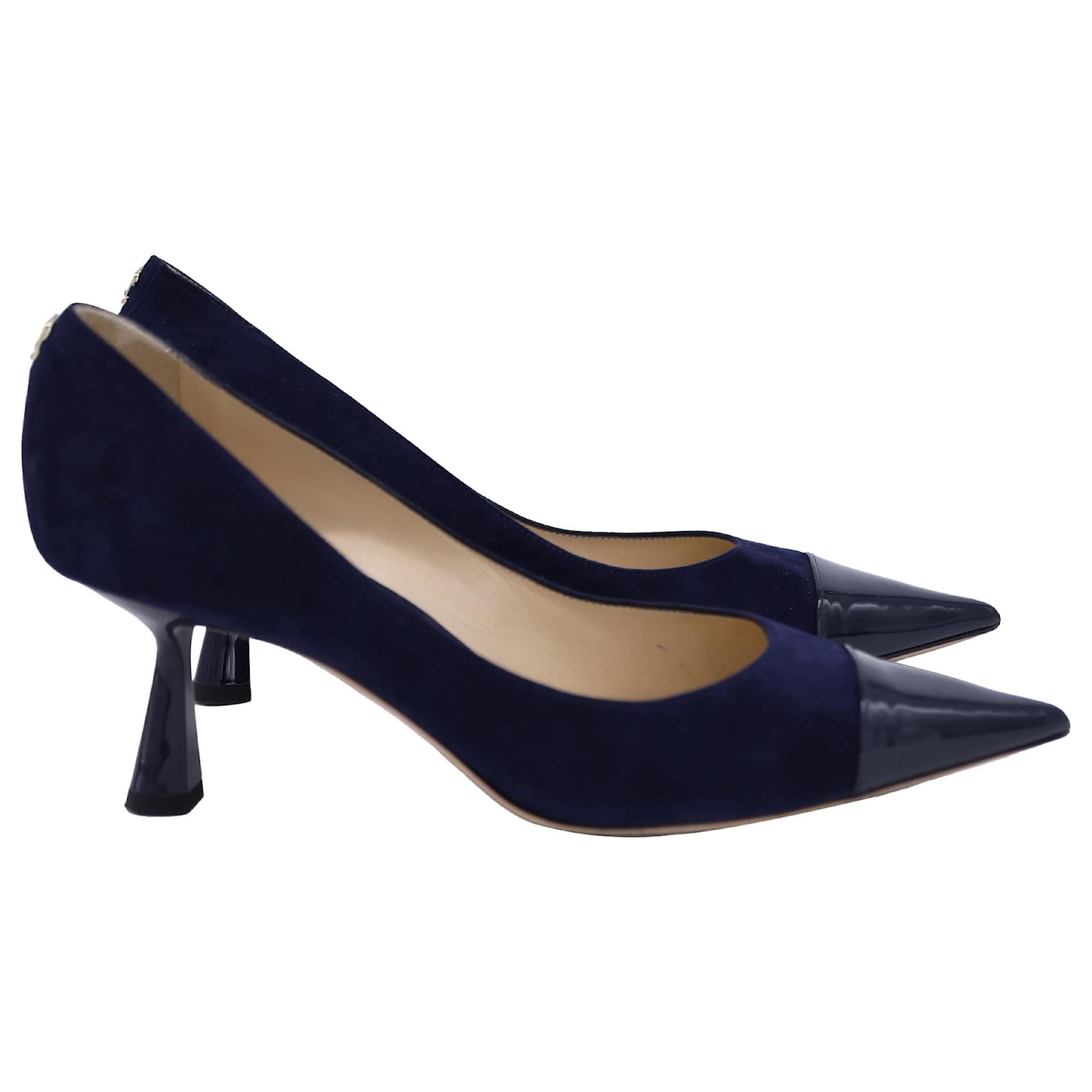 Jimmy Choo Rene 65 Pointed Pumps in Navy Blue Suede ref.1614722 - Joli ...