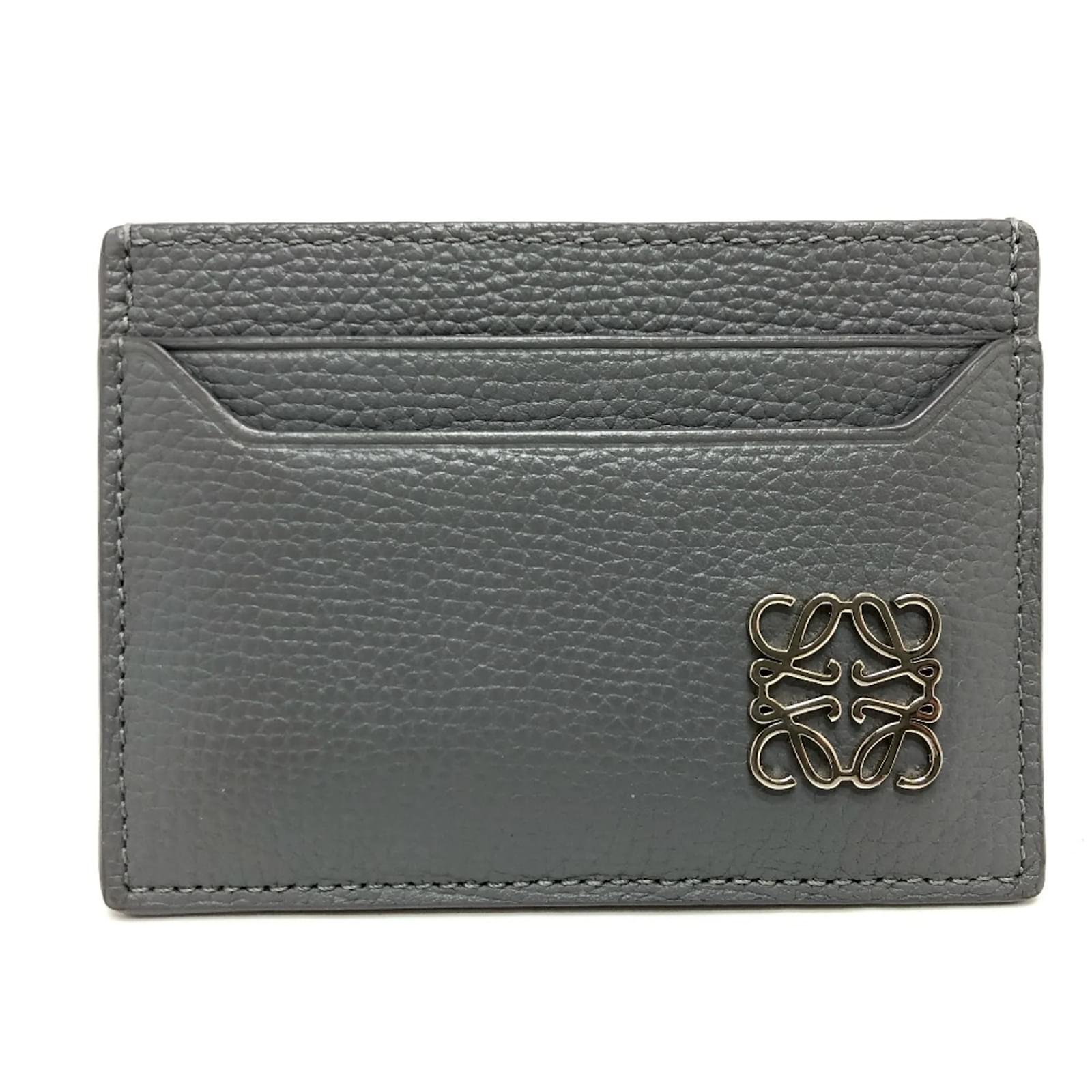 Loewe Gray Leather Card Case Brown ref.1616166 - Joli Closet