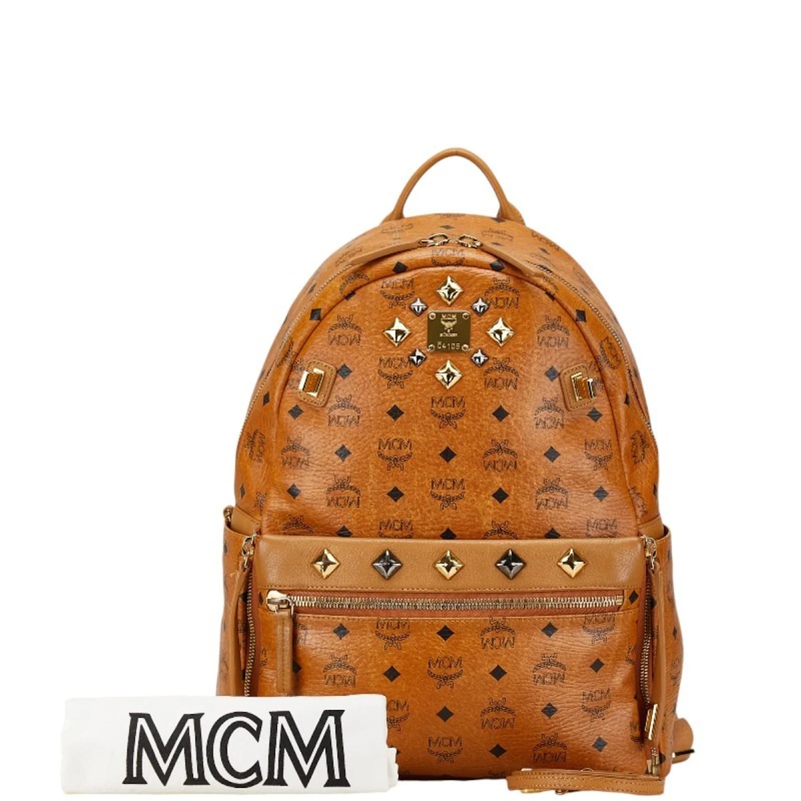MCM Visetos Studded Backpack Brown Leather ref.1618312 - Joli Closet