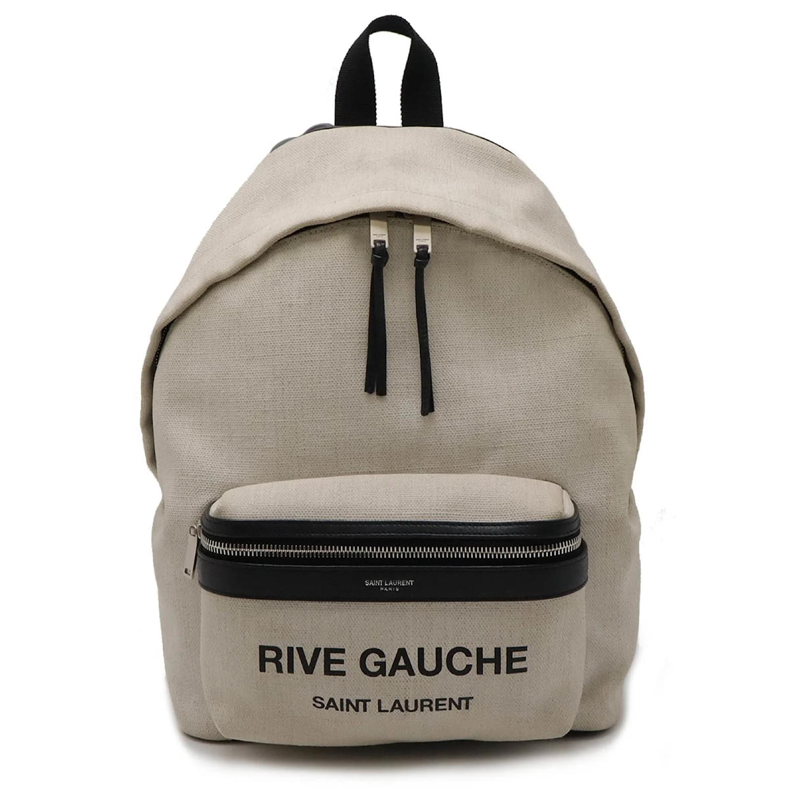 Yves Saint Laurent Rive Gauche Backpack Black Leather Linen ref.1618336 ...