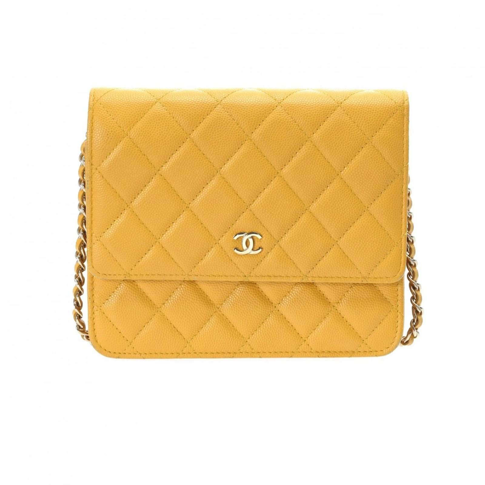 Chanel Matelasse Chain Wallet in Yellow Leather ref.JC1618807 (Sold ...