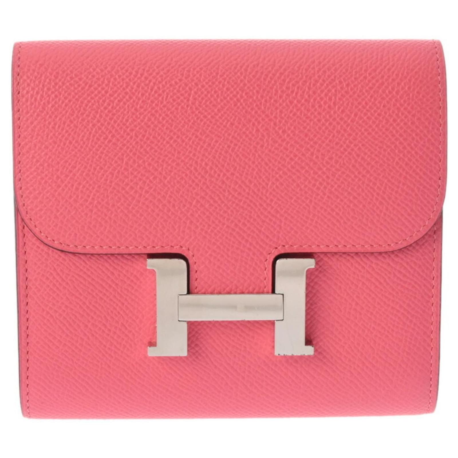 Hermès Hermes Constance Compact Bi-Fold Wallet Pink Leather ref.1618823 ...